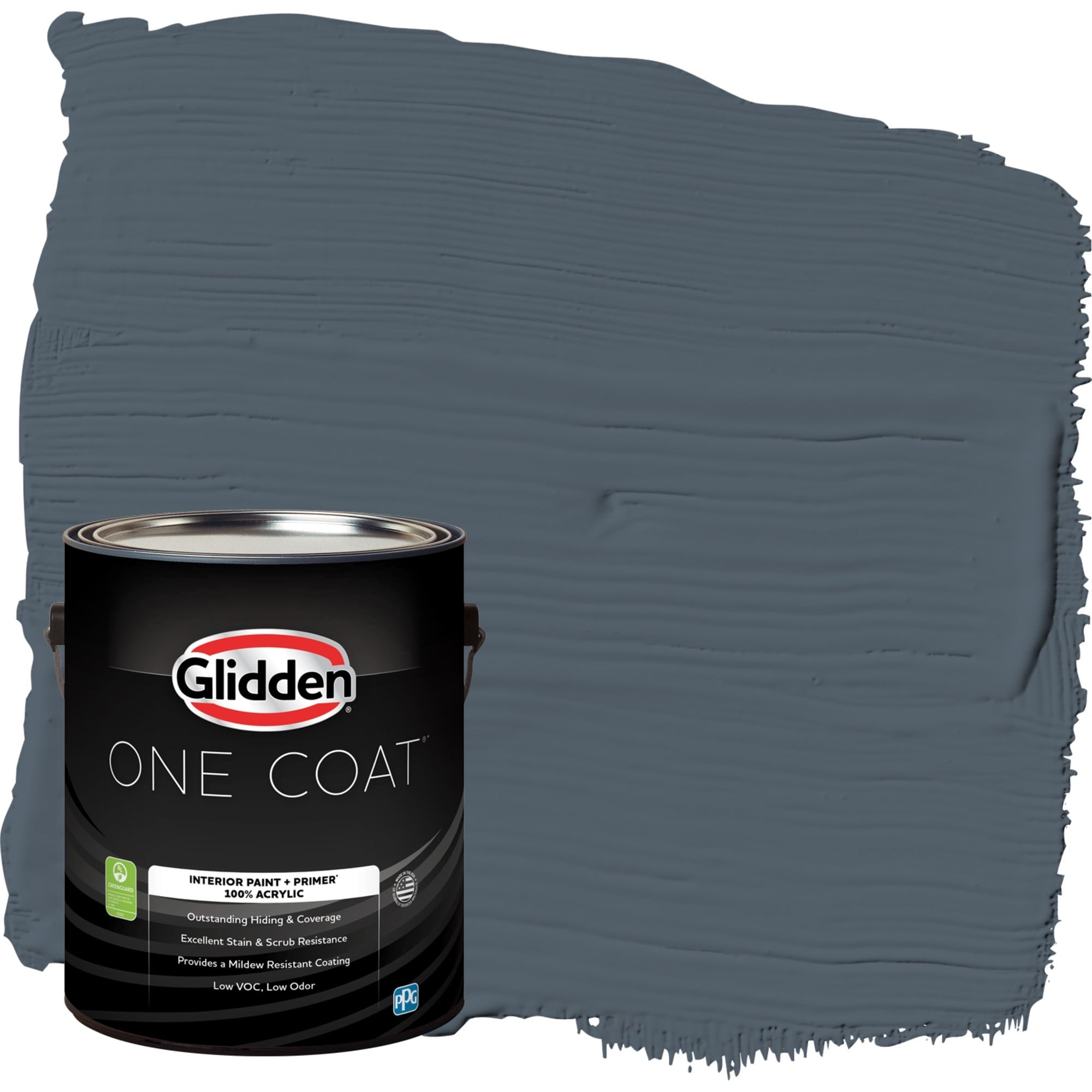 Glidden One Coat 1 Gallon Goblin / Gray Semi-Gloss Interior Paint with ...