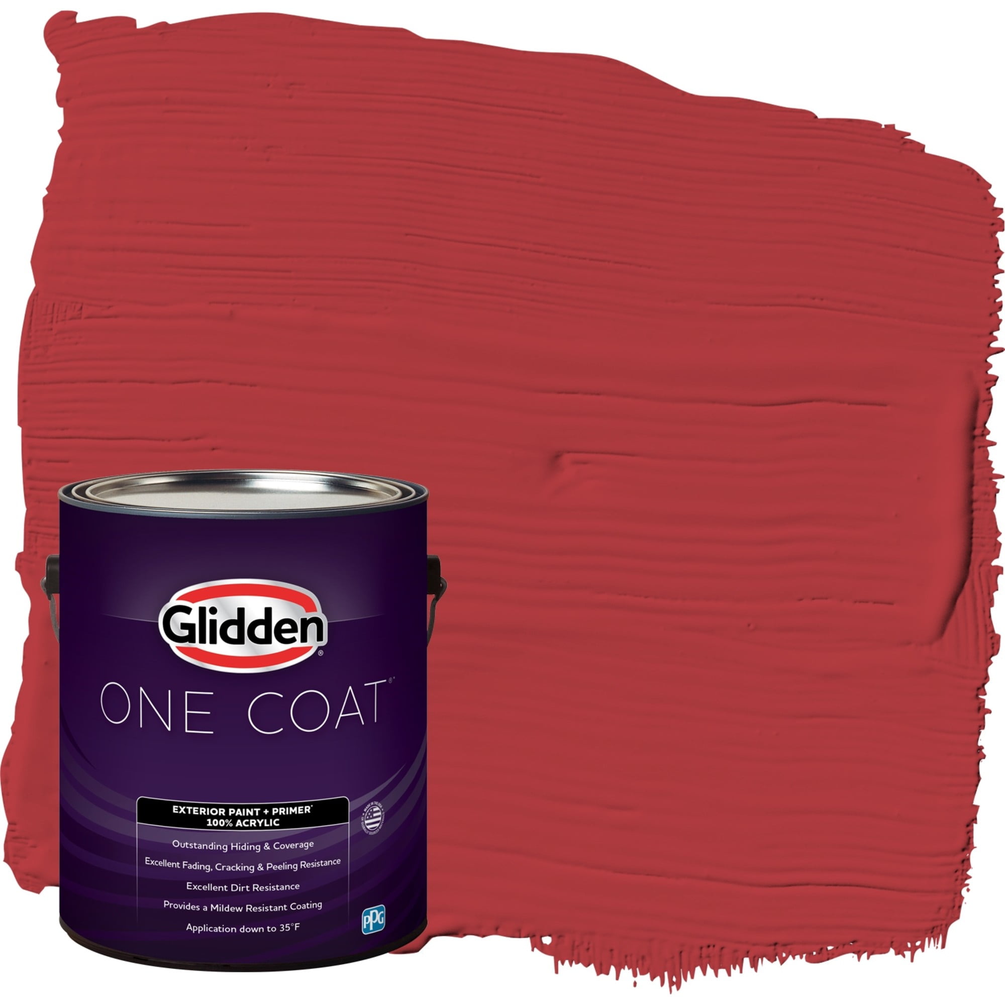 Glidden One Coat 1 Gallon Red Gumball / Red Semi-Gloss Exterior Paint ...