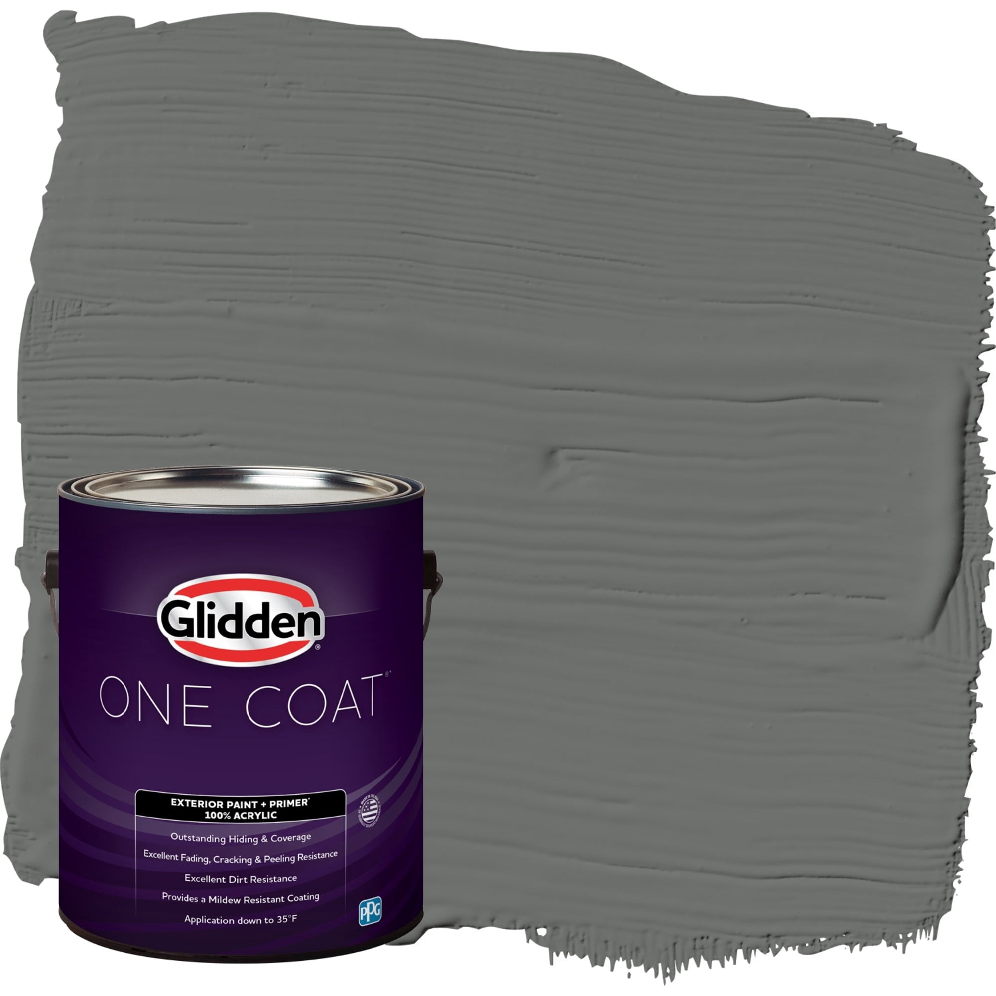 Glidden One Coat 1 Gallon Up in Smoke / Gray Semi-Gloss Exterior Paint ...