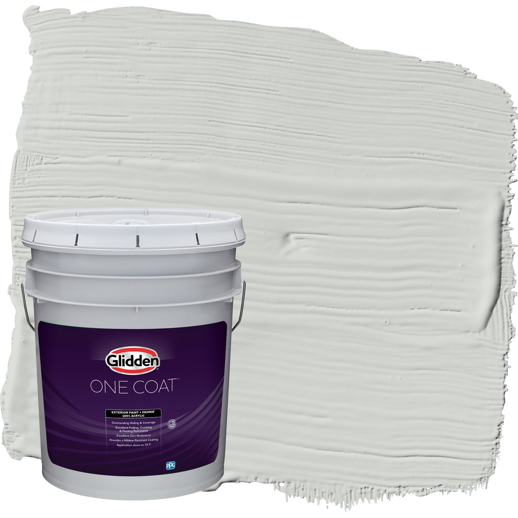 Glidden One Coat 5 Gallons Tornado / Gray Semi-Gloss Exterior Paint ...