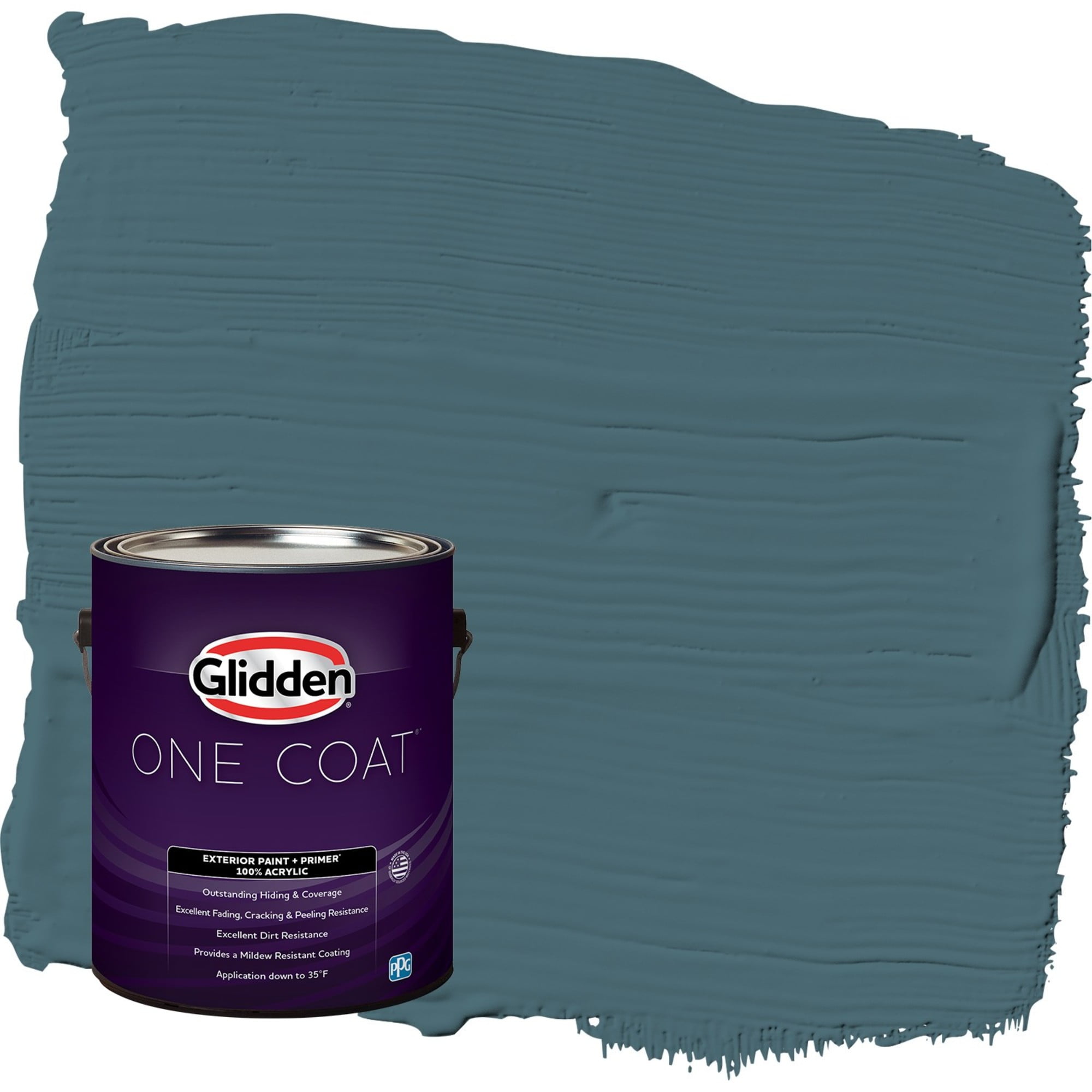 Glidden One Coat Azalea Leaf / Blue Satin Exterior Paint with Primer, 1 ...