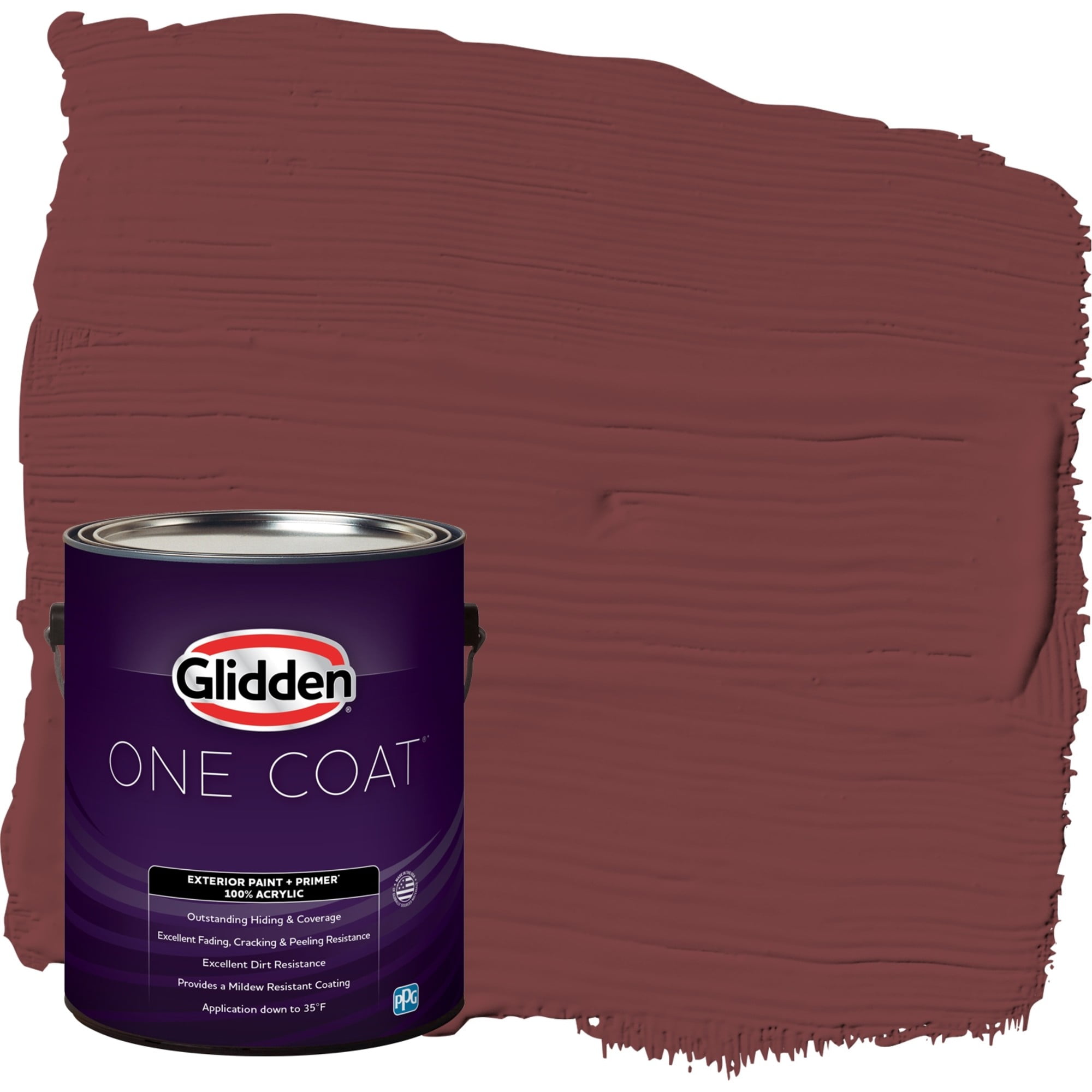 Glidden One Coat 1 Gallon Bordeaux / Red Semi-Gloss Exterior Paint with ...