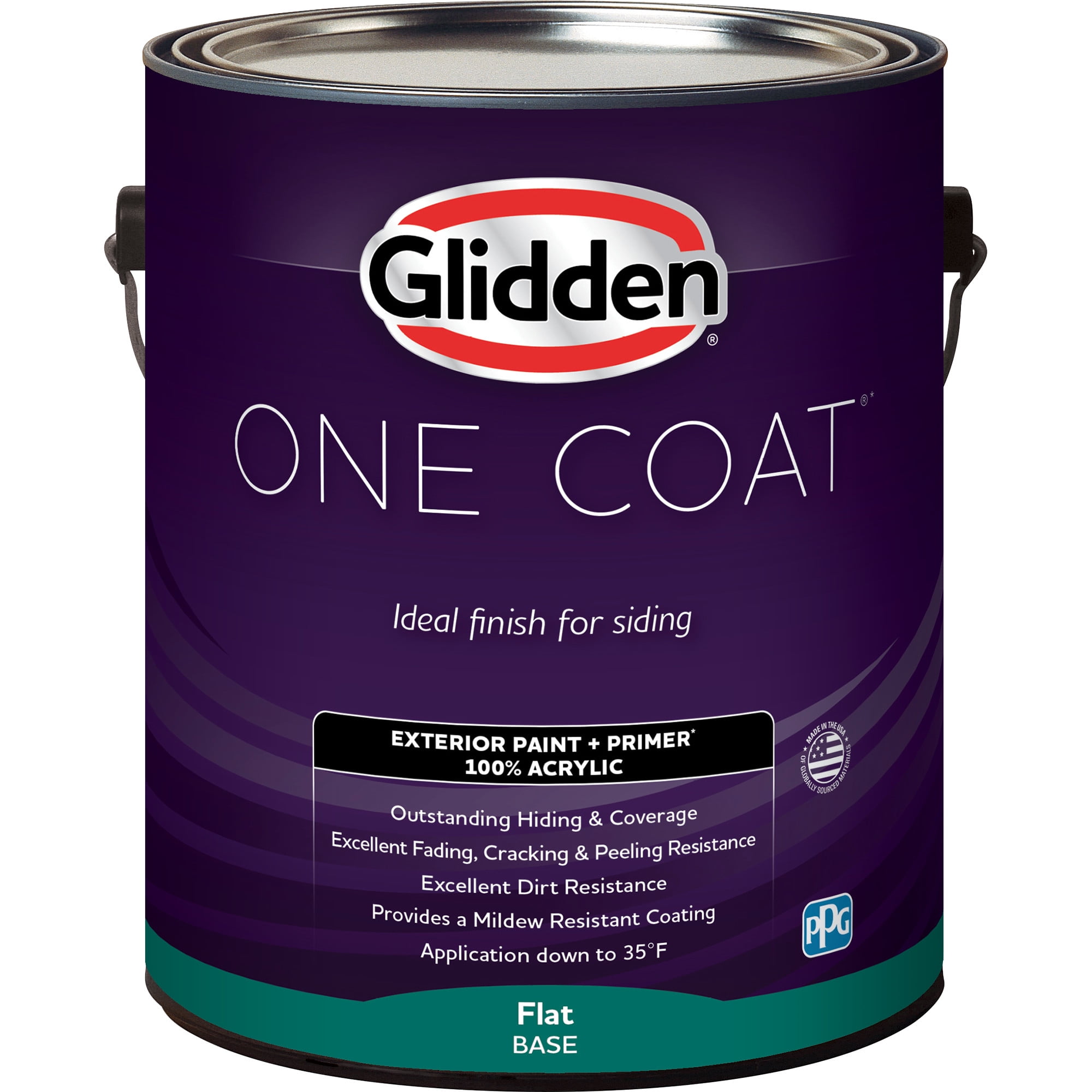 Glidden One Coat Exterior Paint & Primer Delicate White, Flat, 1 Gallon ...