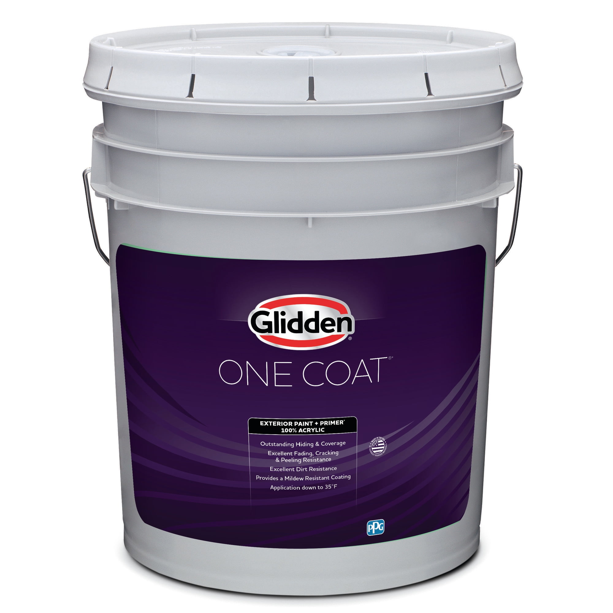 Glidden One Coat Exterior Paint & Primer Delicate White, Satin, 5 ...
