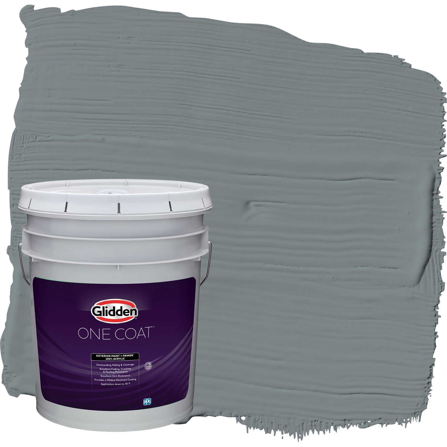 Glidden One Coat Exterior Paint + Primer Garrison Gray / Grey, Flat, 5 ...