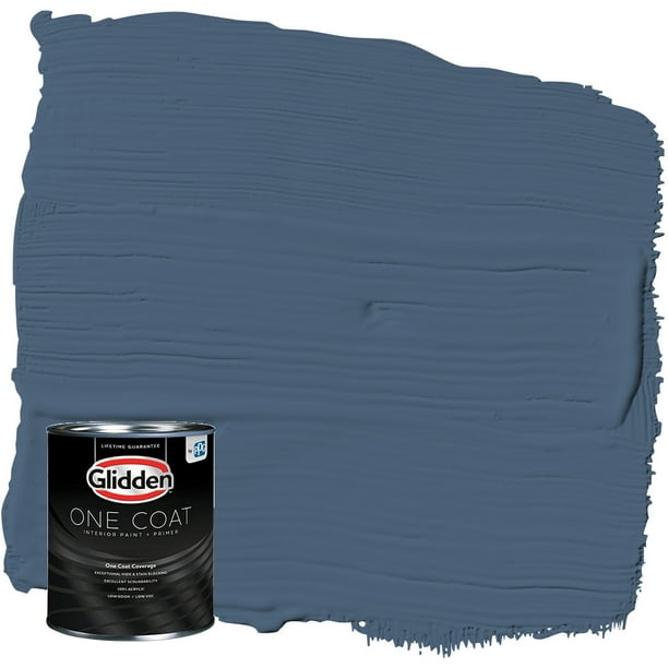 Glidden One Coat Interior Paint and Primer, Blue Fjord / Blue, 1-Quart ...