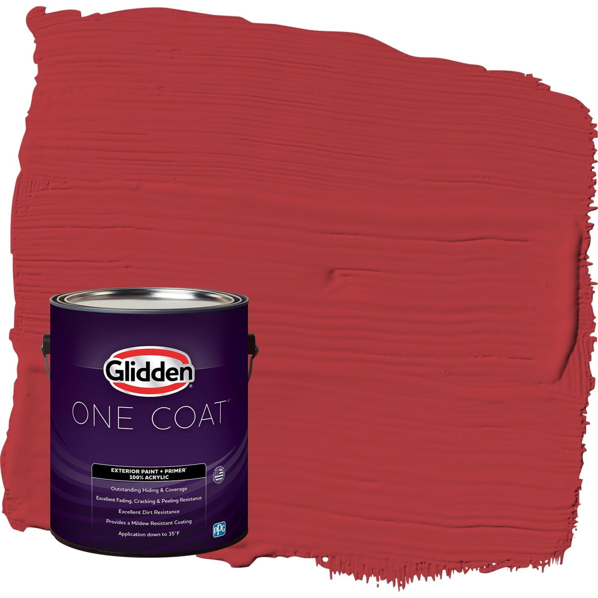 Glidden One Coat Red Gumball / Red Satin Exterior Paint with Primer, 1 ...