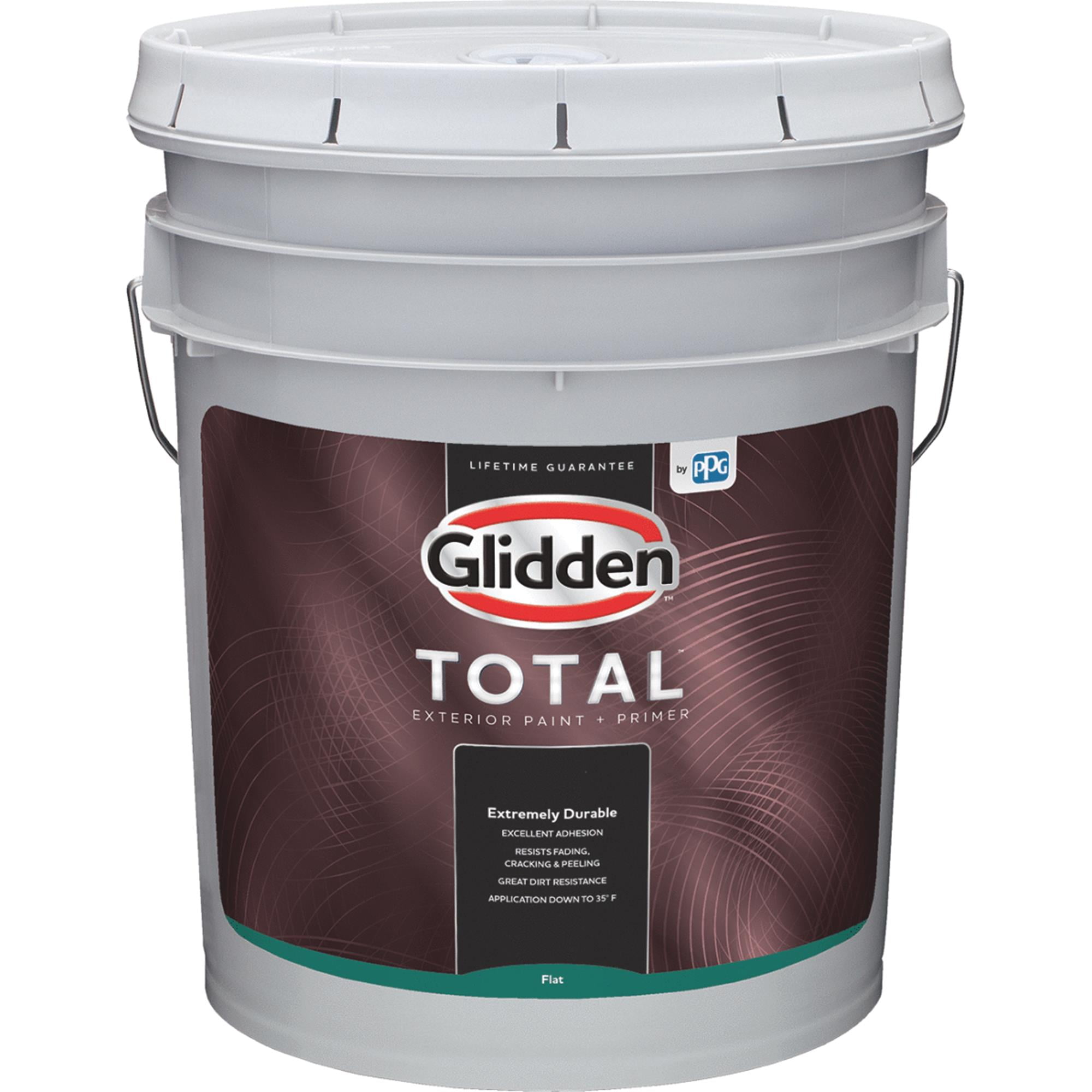 Glidden Total Exterior Paint + Primer Flat White & Pastel Base 5 Gallon ...