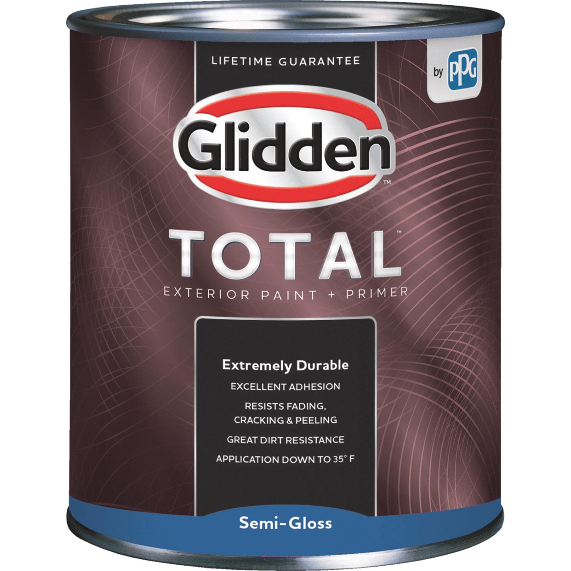 Glidden Total Exterior Paint + Primer Semi-Gloss Ultra Deep Base Quart ...