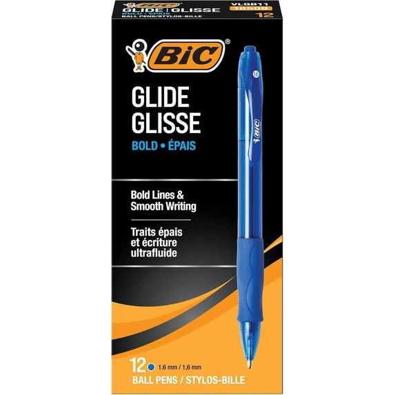Glide Bold Blue Ballpoint Pens, Bold Point (1.6mm), 12-Count Pack ...