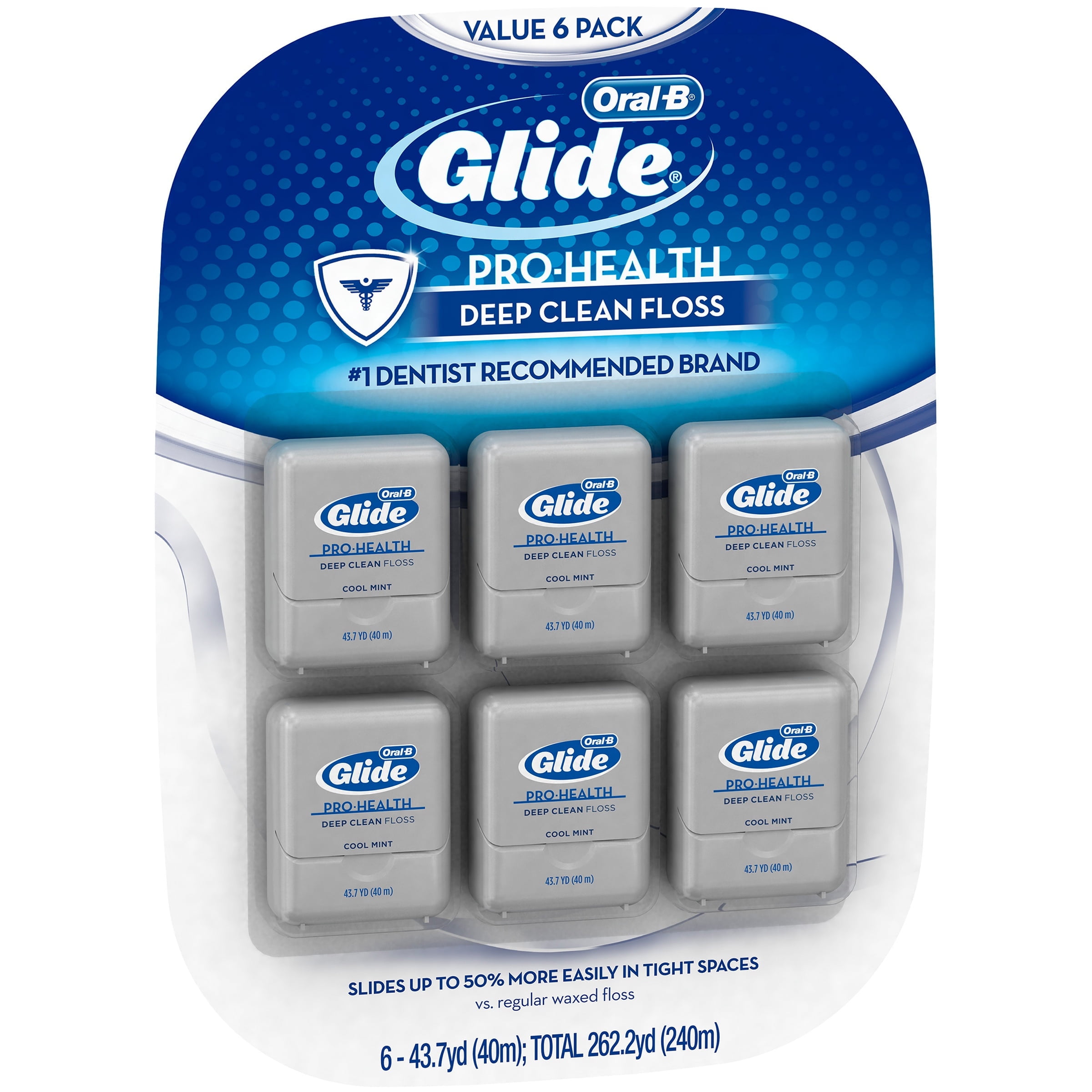 Oral-B Glide Cool Mint Deep Clean Floss, 6 Count, Glide Dental Floss ...