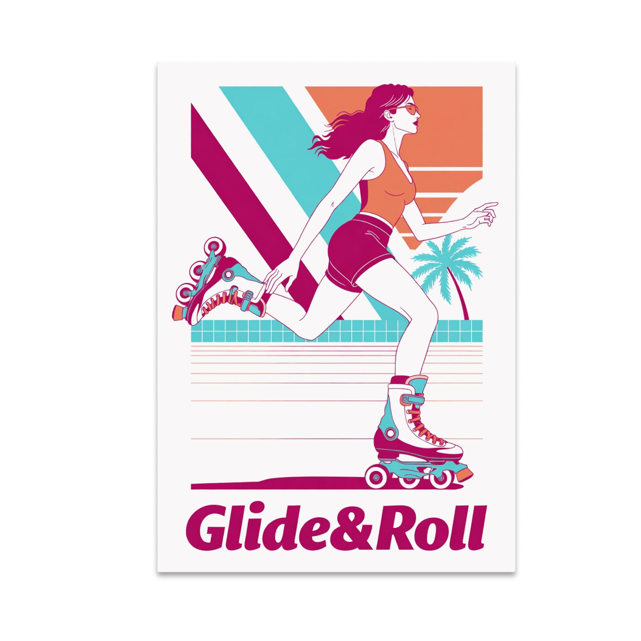 Glide & Roll Retro Skating Decor - Roller Sports Enthusiast - 13x19 ...
