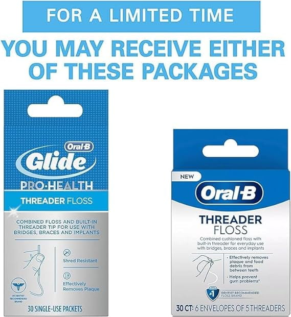 Free Shipping! Glide Threader Floss, 30-Count Single-Use Packets ...