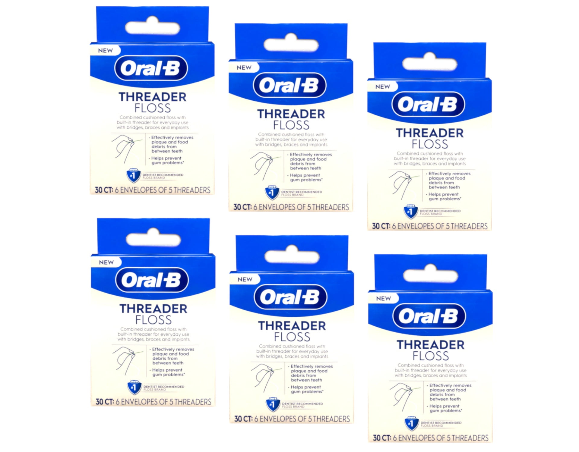 Oral-B Threader Floss, Built-In Threader Tip, 30-Count Packets, Pack of ...
