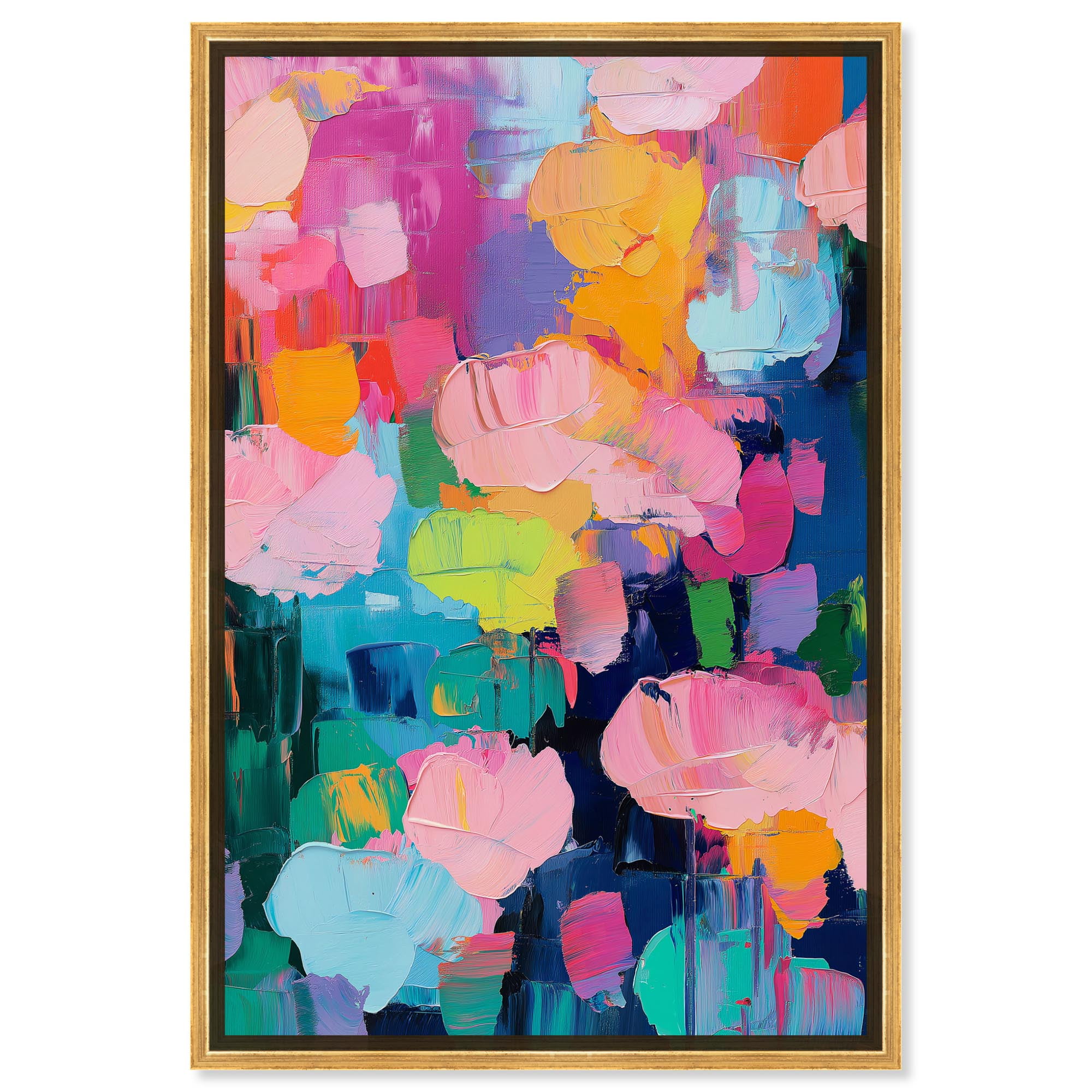 Glide of Colors Canvas Modern Color Abstract by Art Remedy, Gold Frame ...