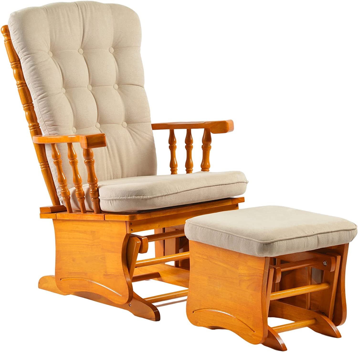 WLVOS Nursery Collection Kids Antique Rustic Rubber Wood Glider Rocking ...