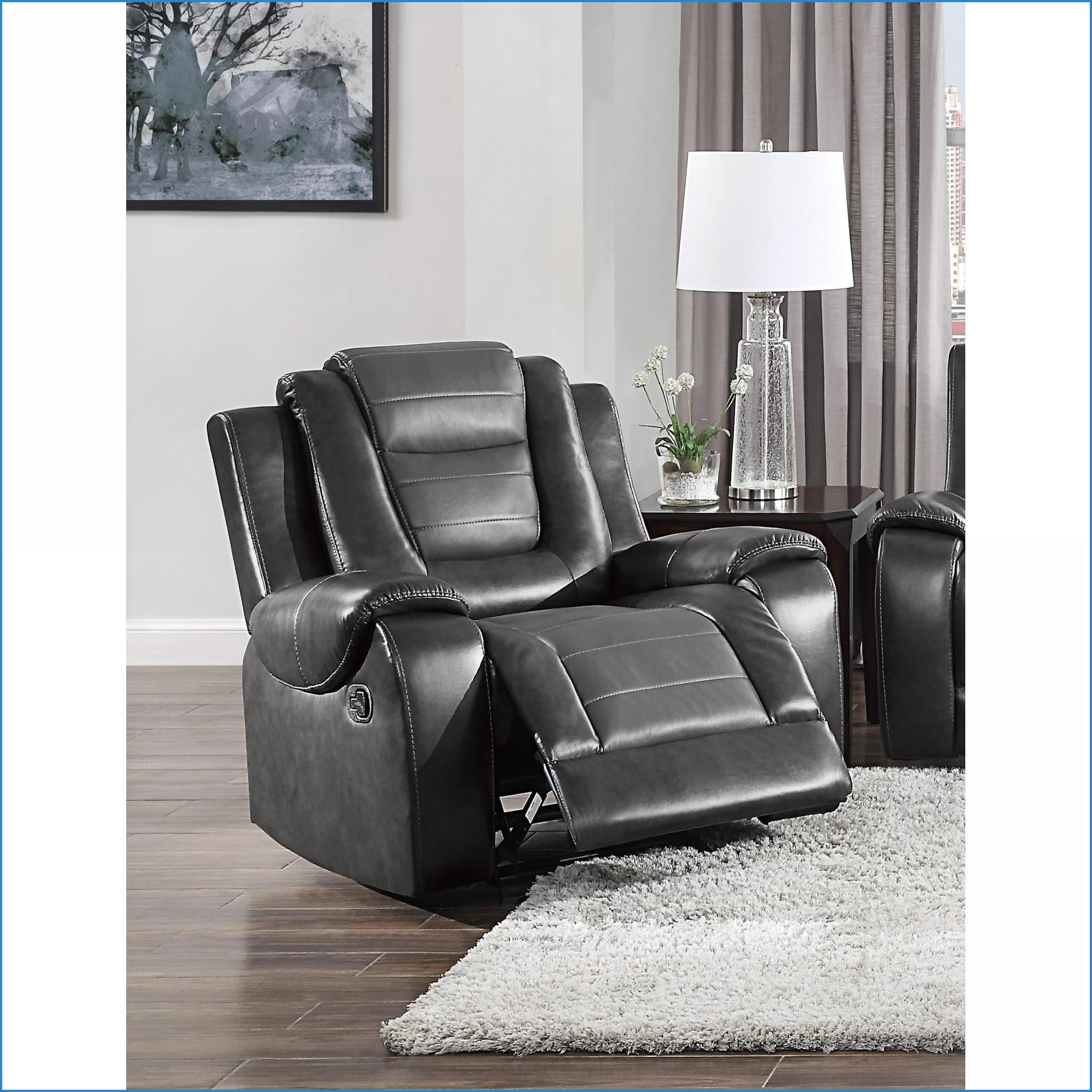 Glider Recliner Chair, Modern Premium Faux Leather, Two-Tone Light ...