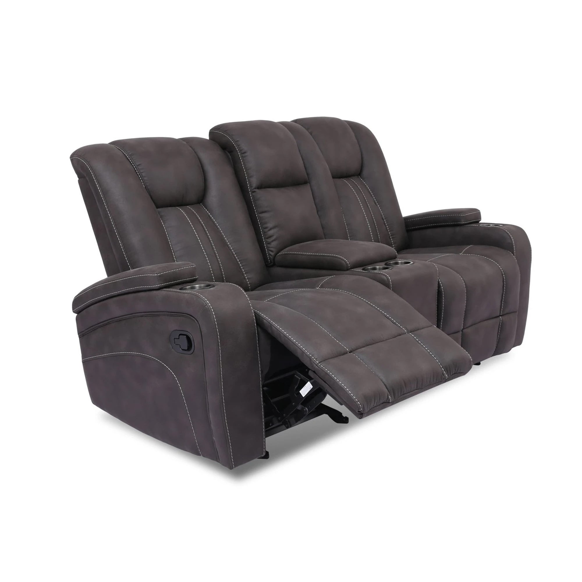 Glider Recliner Loveseat with Lift Top Armrest and Cup Holders, Dark ...