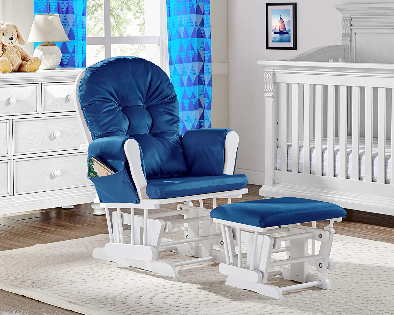 Glider Rocker with Ottoman, White - Walmart.com