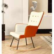 Modern Wingback Rocker, Soft Faux Fur Upholstered Glider Chair with ...