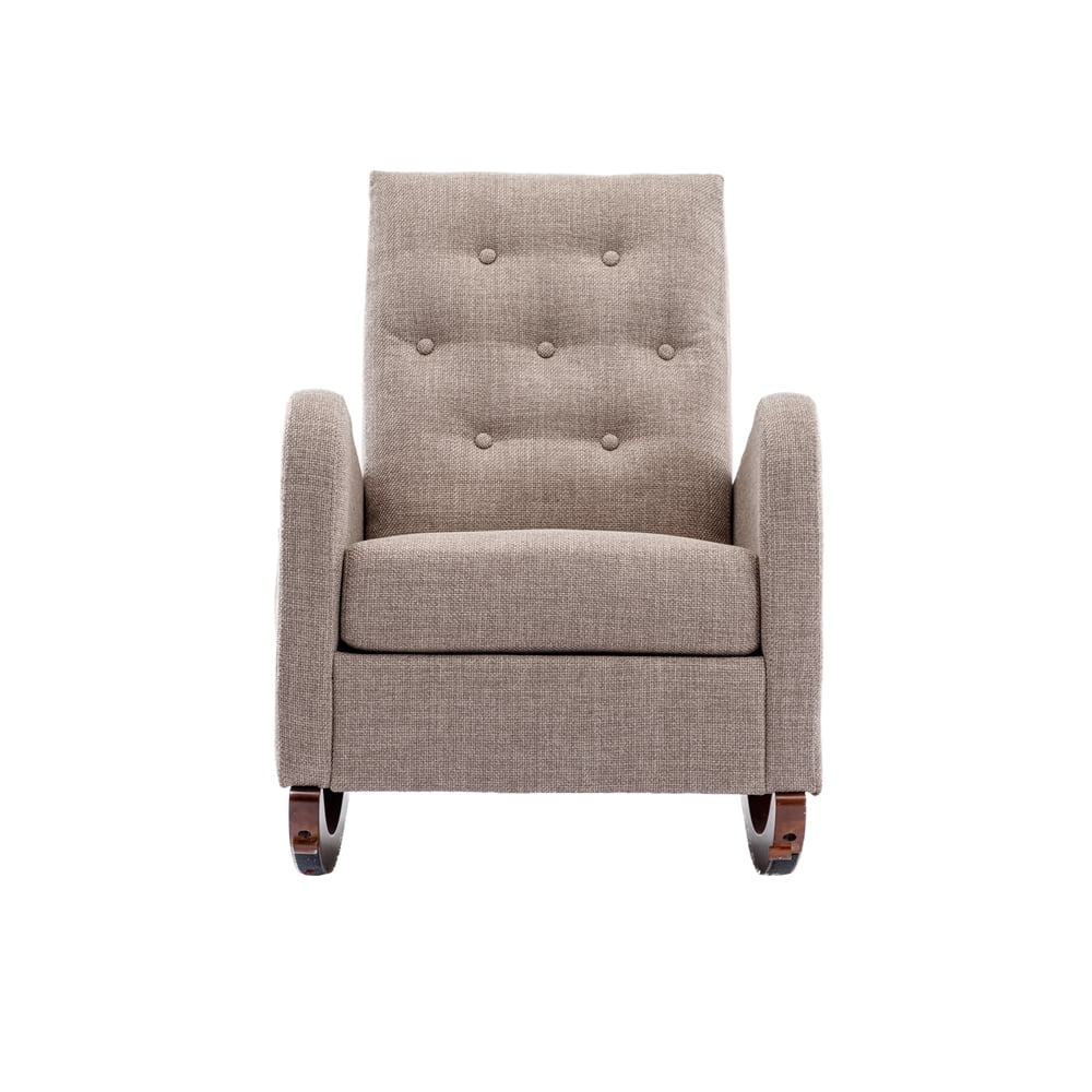 Glider Rocking Chair with Side Storage Pocket, Velvet Upholstered ...