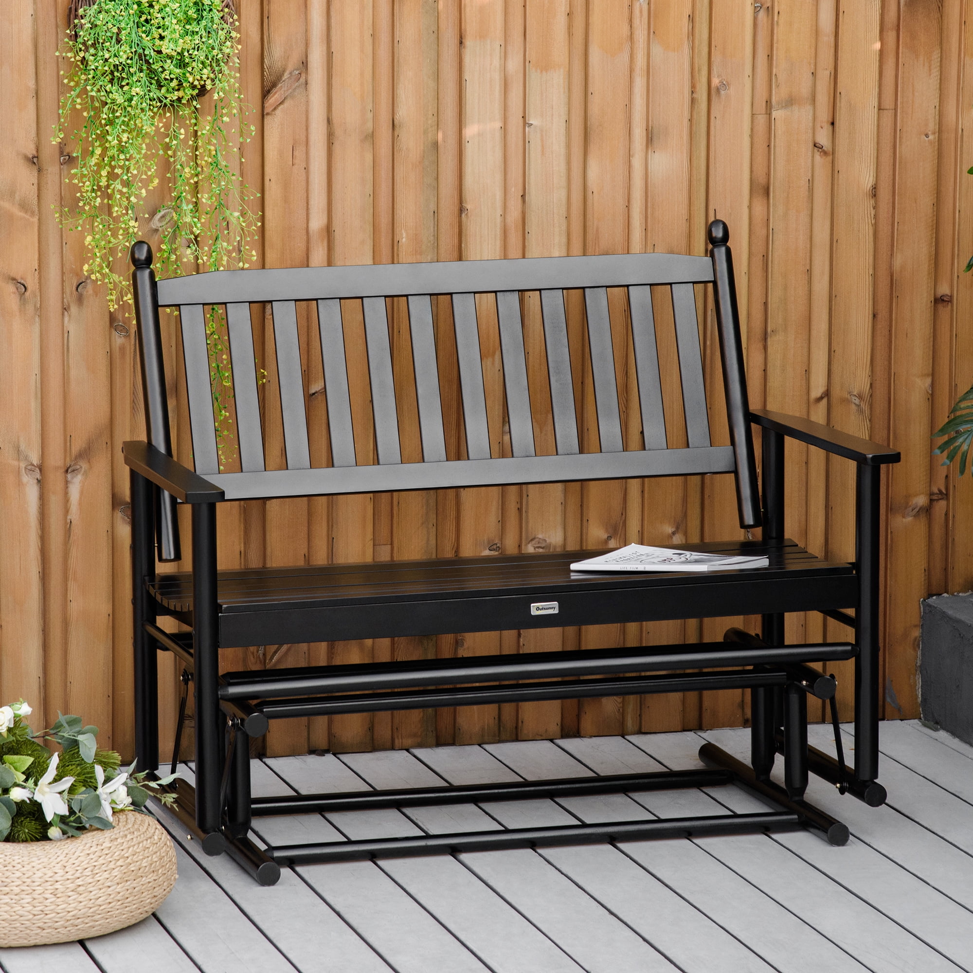 Gliding Bench Glider Chair Outdoor Rocking Loveseat for Patio Garden ...