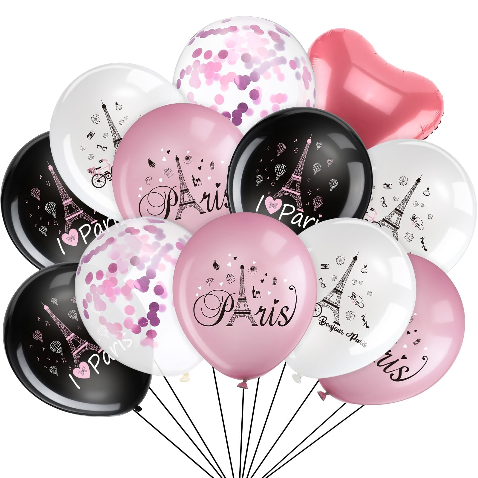 Glimin 45 Pcs FEV6 Paris Balloons Day in Paris Party Decorations Eiffel ...