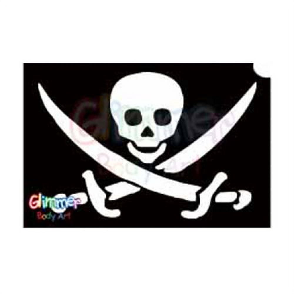 Glimmer Body Art Glitter Stencil Pirate Skull Sword 1 5/pk - Walmart.com