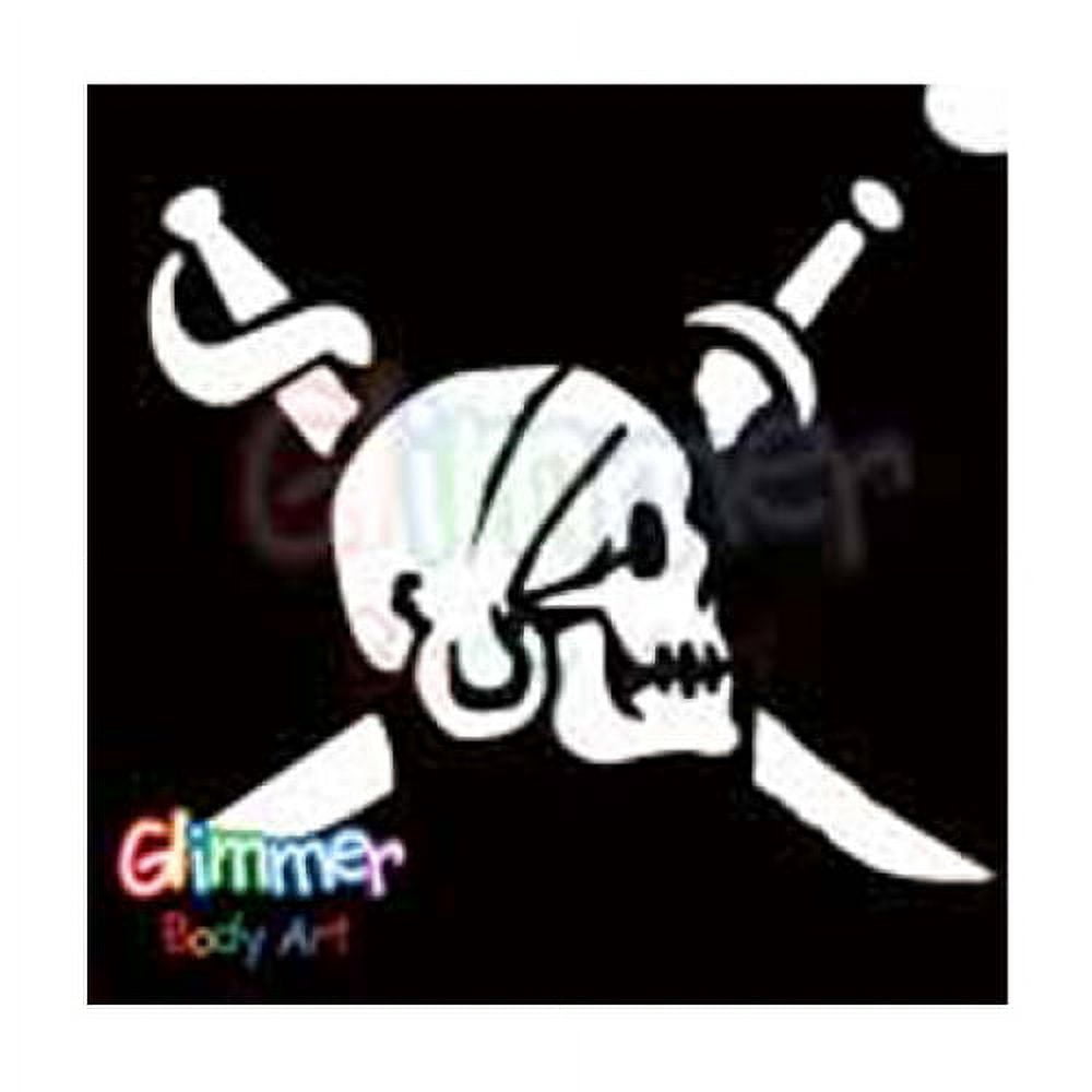 Glimmer Body Art Glitter Stencil Pirate Skull Sword 2 5/pk - Walmart.com