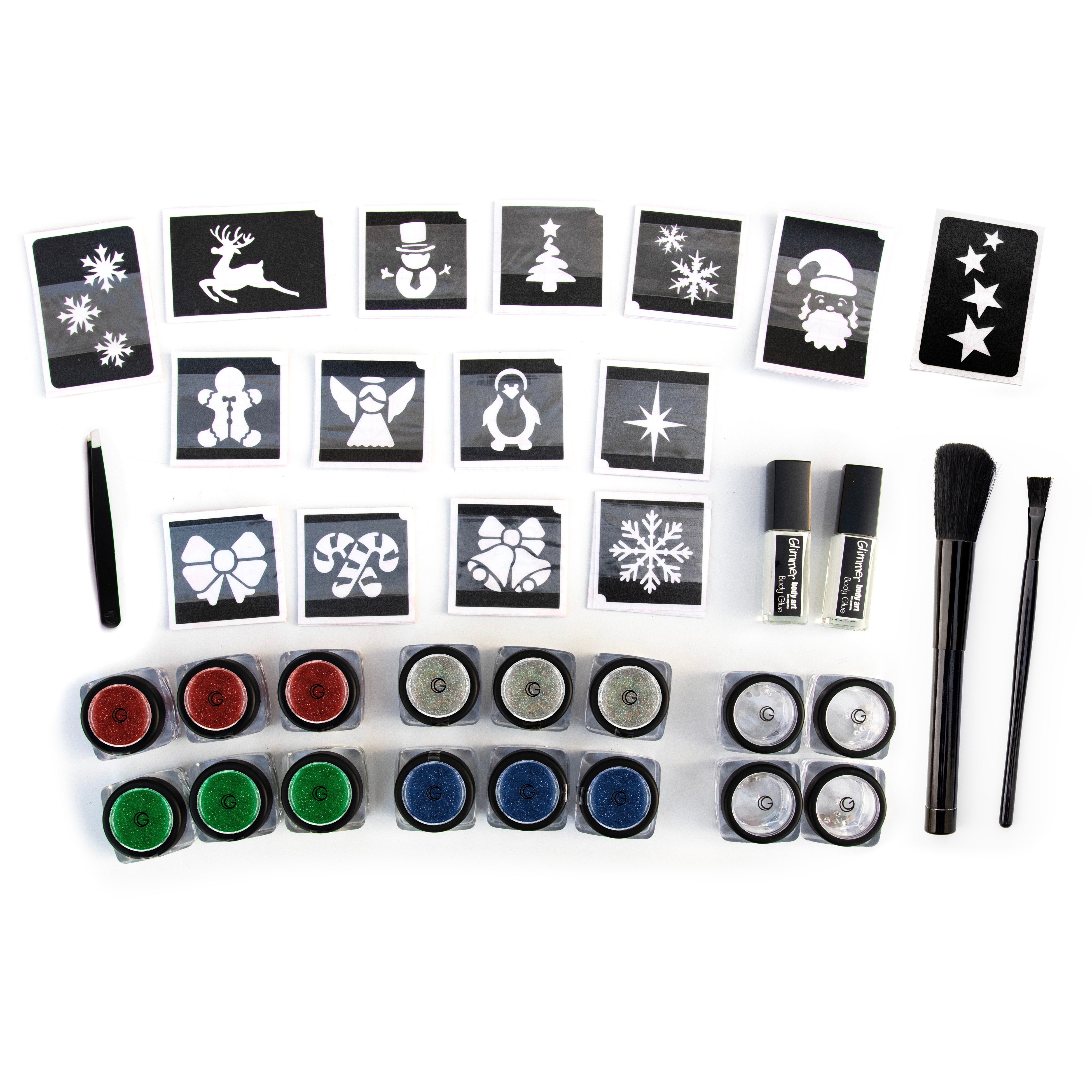 Glimmer Holly, Jolly, and Bling Temporary Kit - 75 Reusable Stencils ...