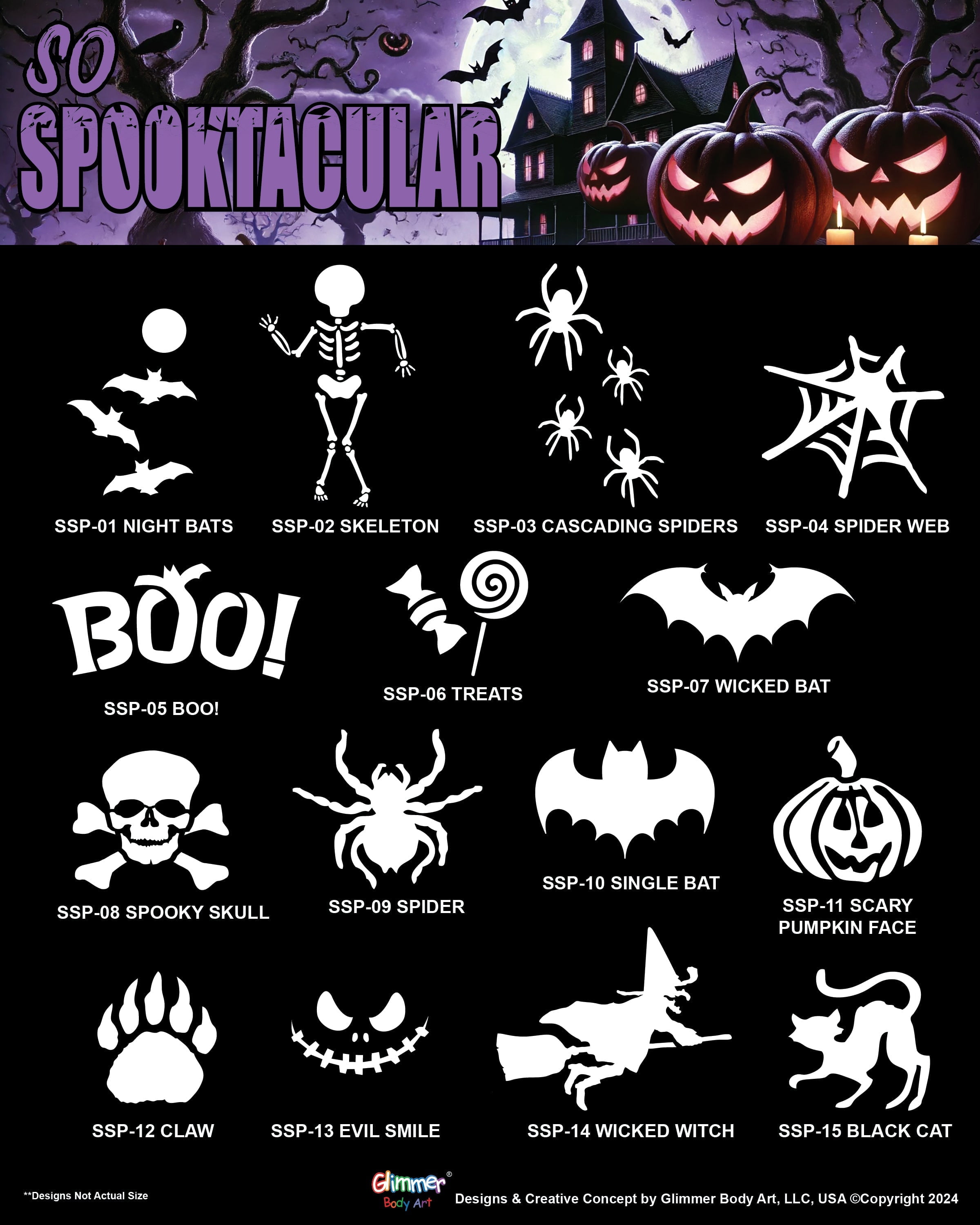 Glimmer So Spooktacular Halloween Stencil Kit, 75 Pieces (15 Designs, 5 ...