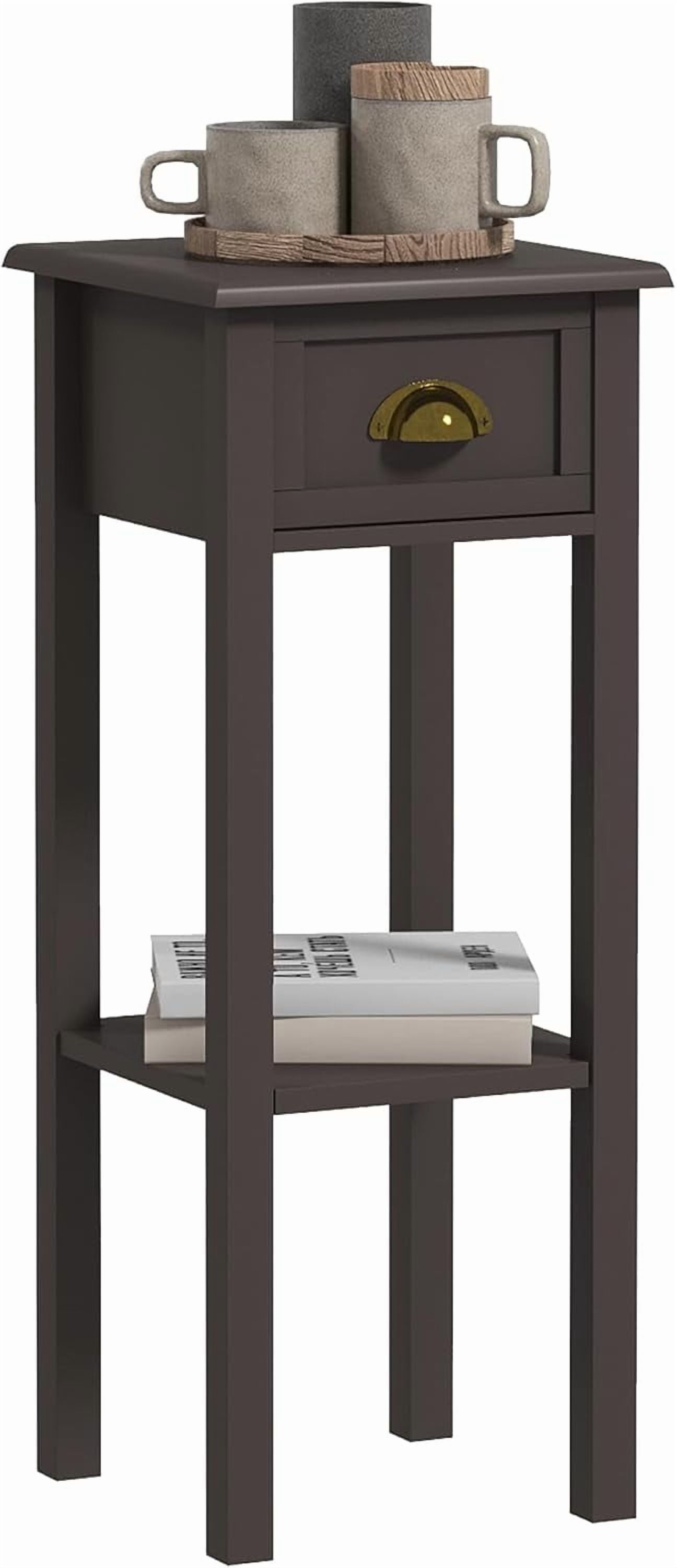 GlimmerGrove 2-Tier Side Table with Drawer, Narrow End Table with ...