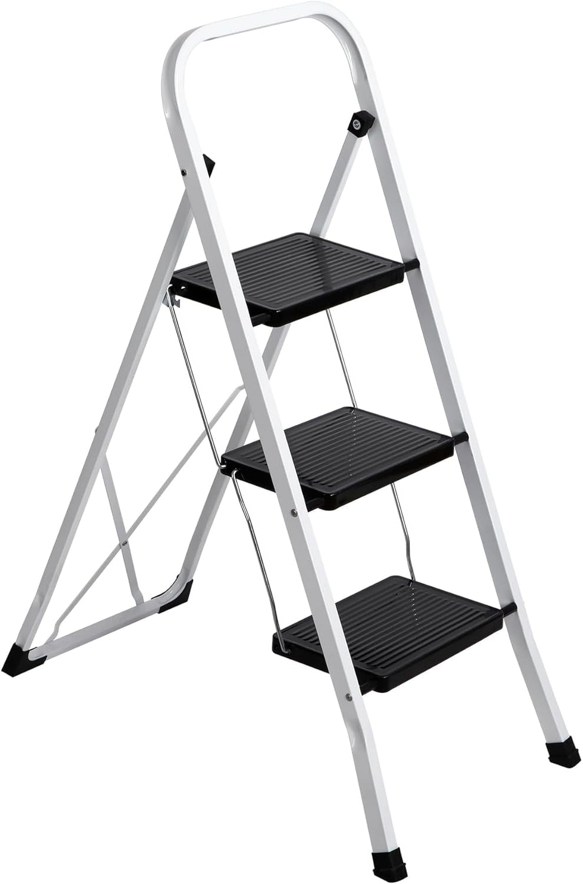 GlimmerGrove 3 Step Ladder Folding Step Stool with Convenient Handgrip ...