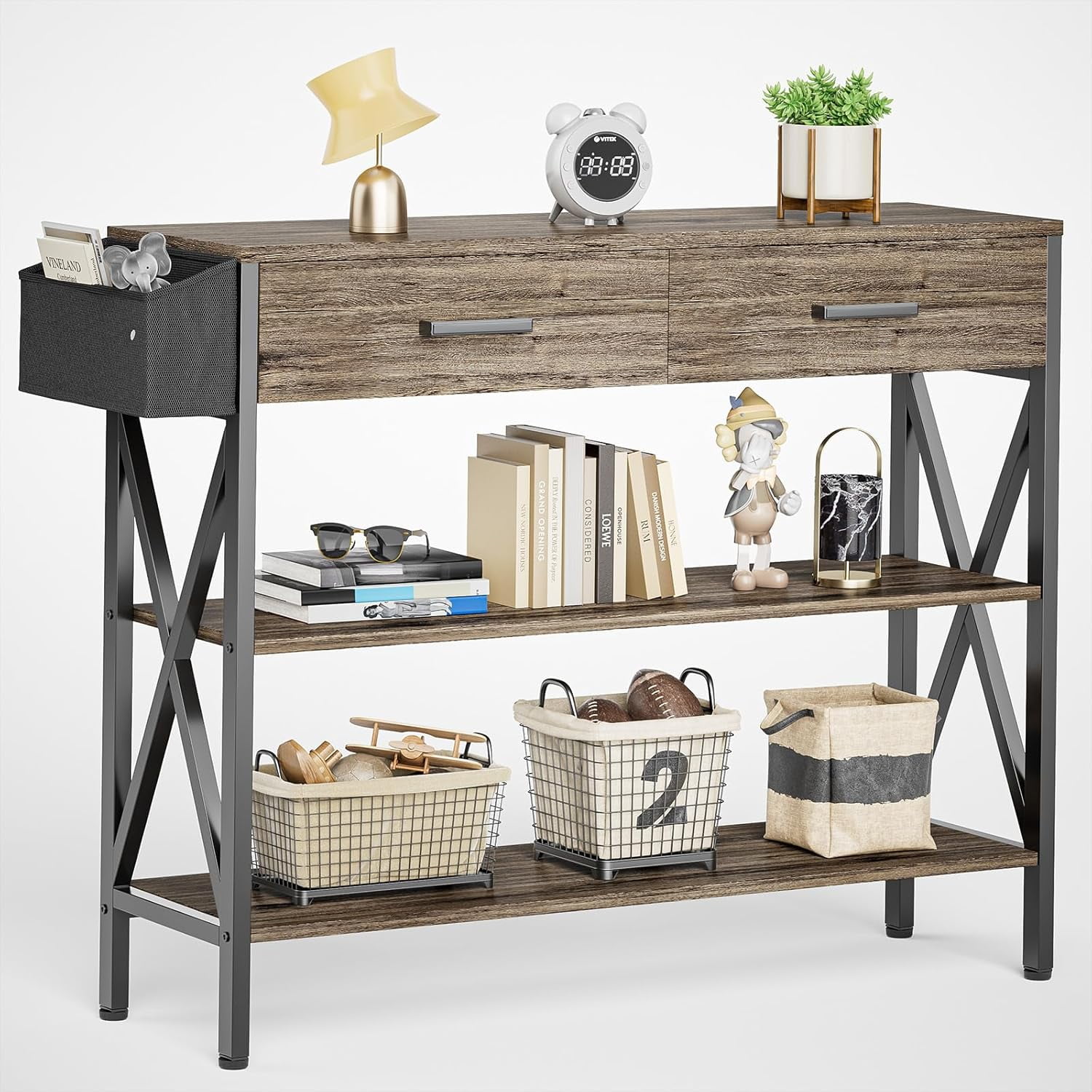 GlimmerGrove 39" Console Table with 2 Drawers, Industrial Entryway ...