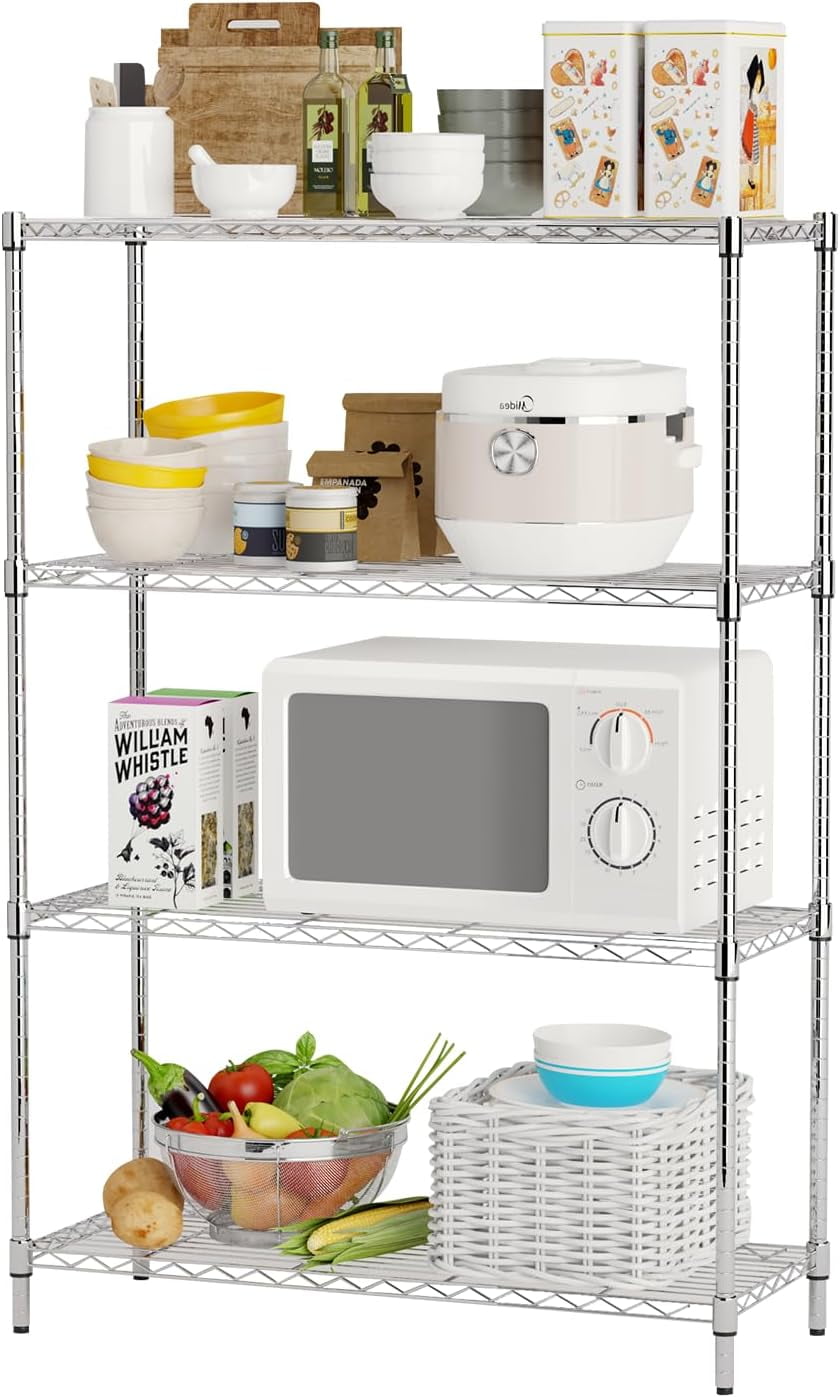 GlimmerGrove 4-Shelf NSF Wire Storage Shelves Shelf Unit 4 Tier ...