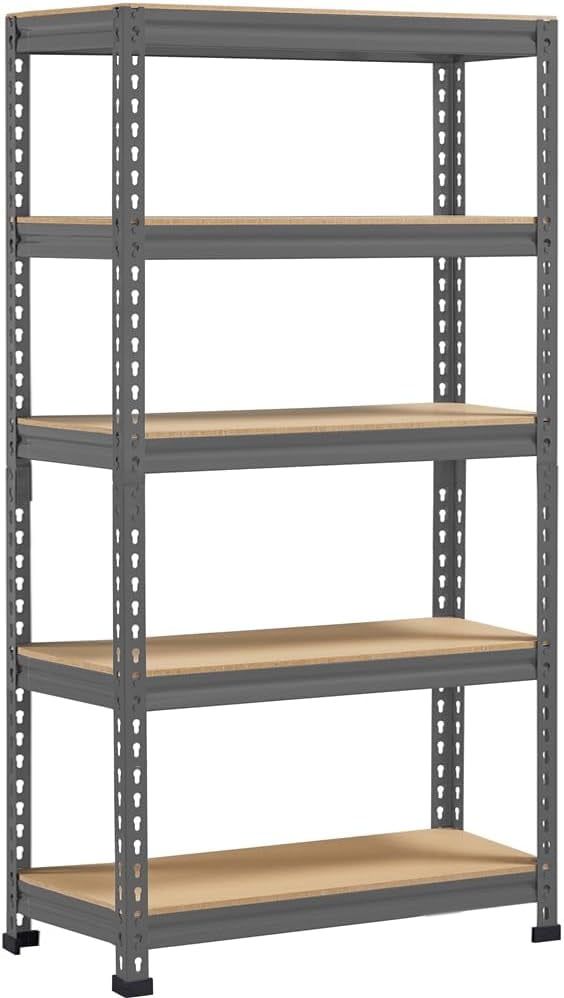 GlimmerGrove 5-Tier Utility Shelves, Metal Storage Shelves, Adjustable ...
