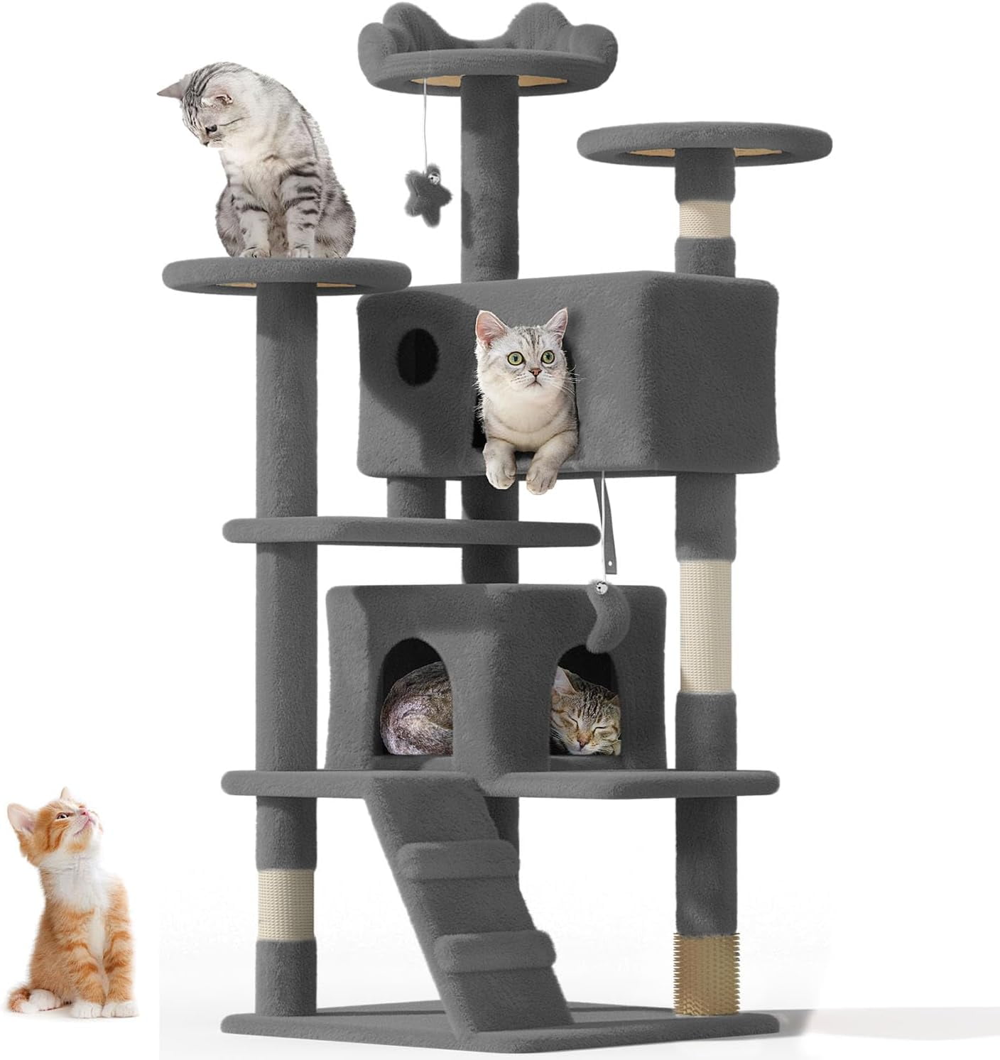 GlimmerGrove 54" Cat Tree Tower for Indoor Cats Large Adult,Cute/Tall ...
