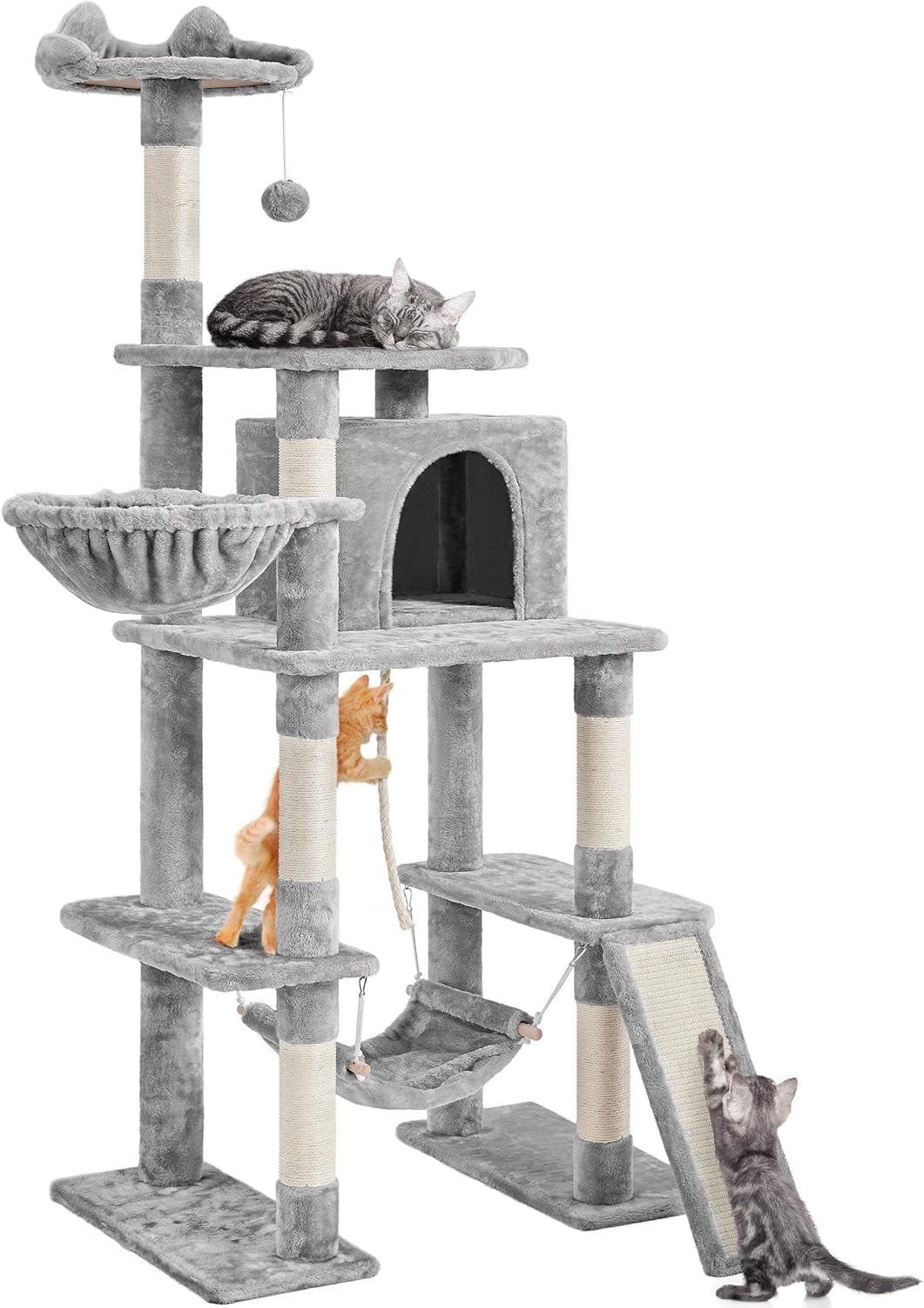 GlimmerGrove 70 inches Cat Tree Cat Tower Condo with Scratching Post ...