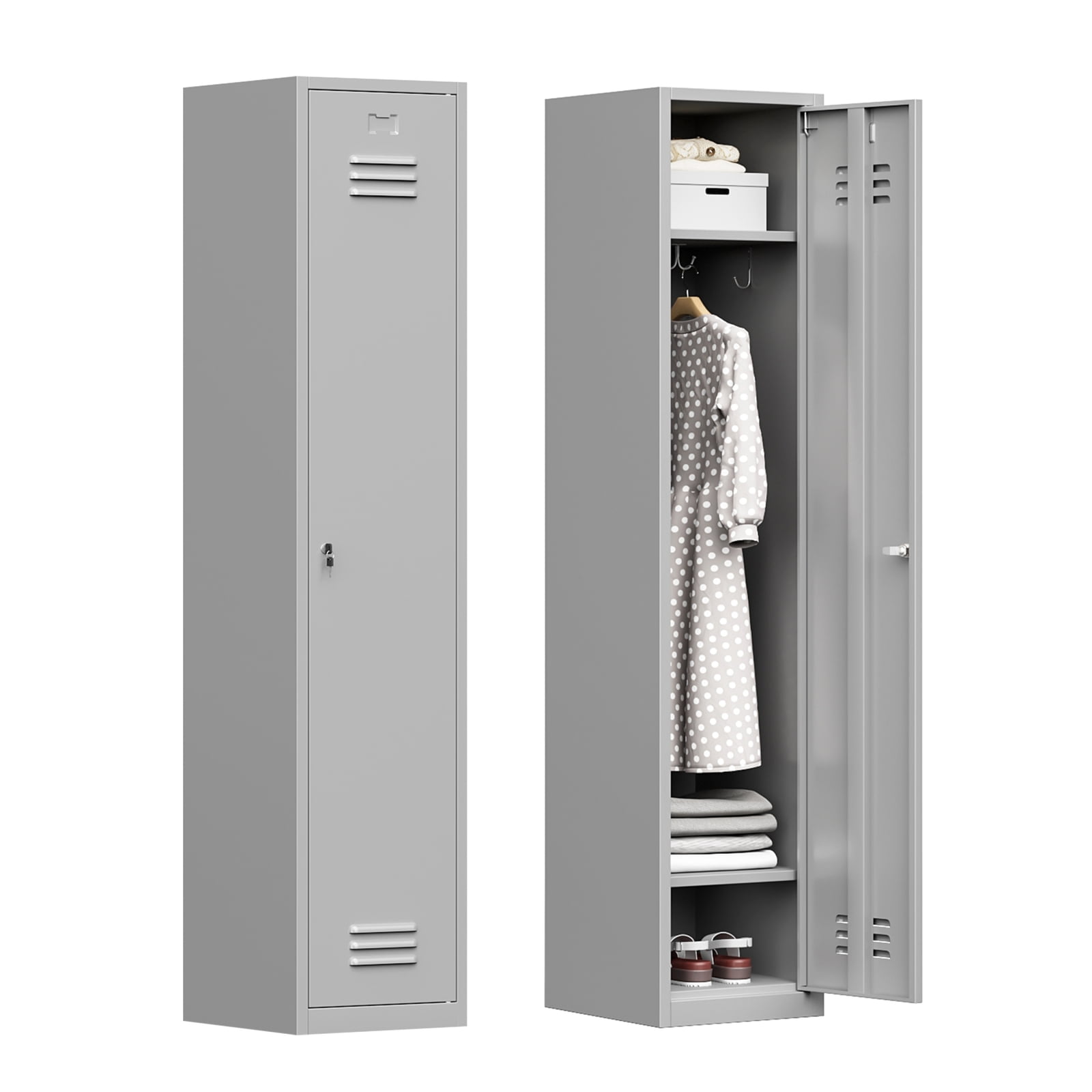 GlimmerGrove 71'' Metal Locker with Keys for School,Gym,3 Tier Steel ...