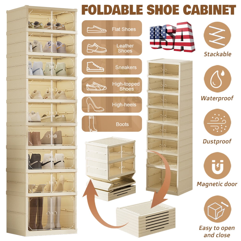 GlimmerGrove 9 Tier Foldable Shoe Rack Organizer for Closet 18-36Pairs ...