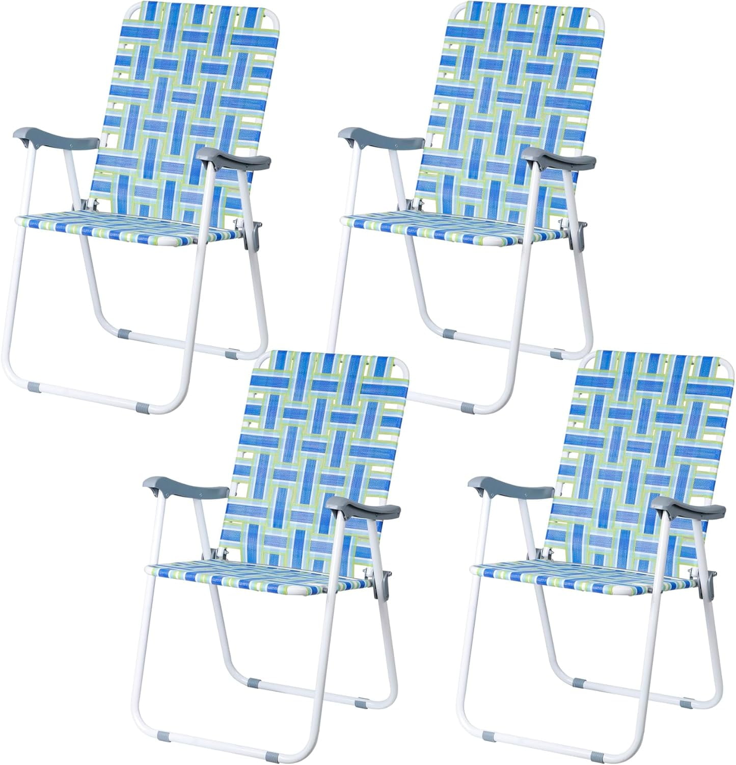 GlimmerGrove Beach Chairs, Patio Folding Lawn Chairs, Outdoor Webbed ...