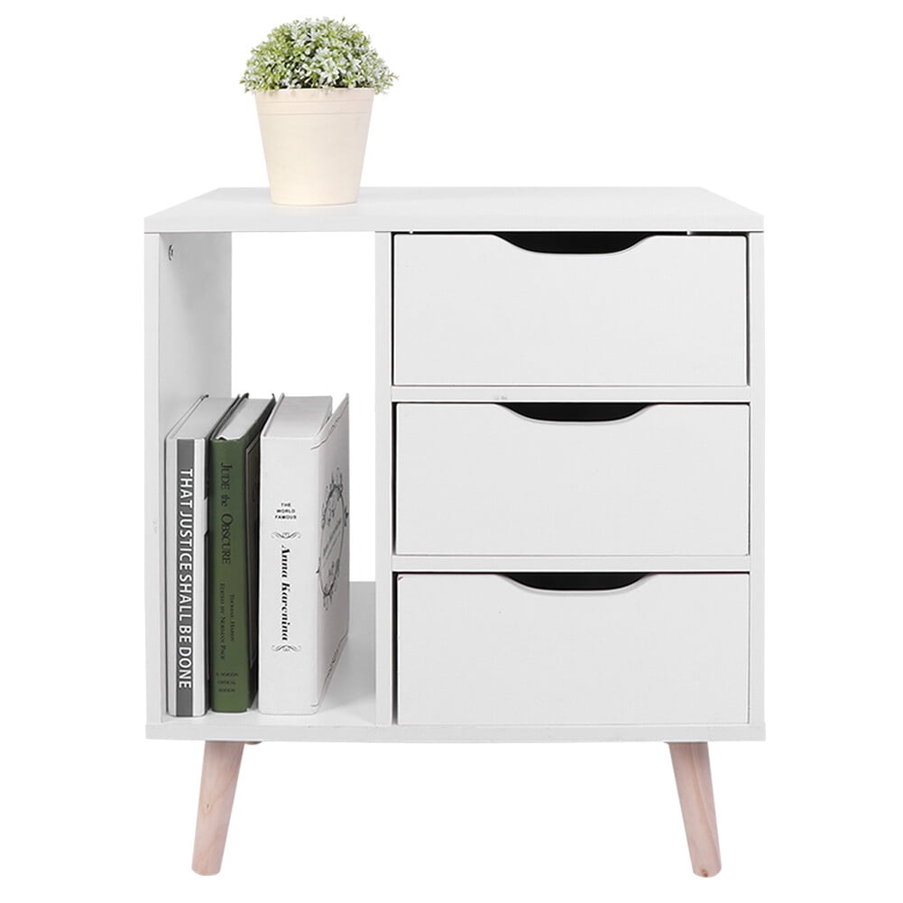 GlimmerGrove Bedside Table Nightstand Cabinet with Drawers Storage ...