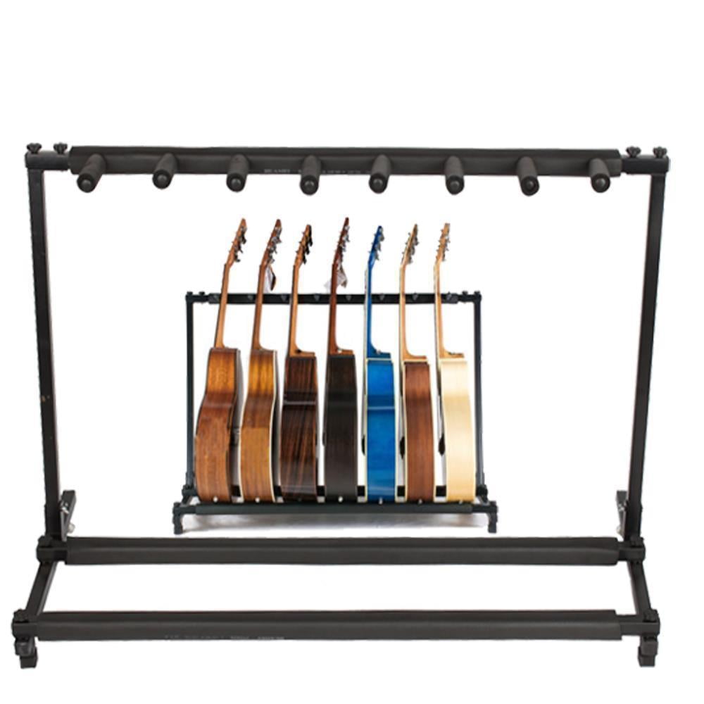 GlimmerGrove Collapsible Folding 7 Guitar Rack Stand for Guitars – Fits ...