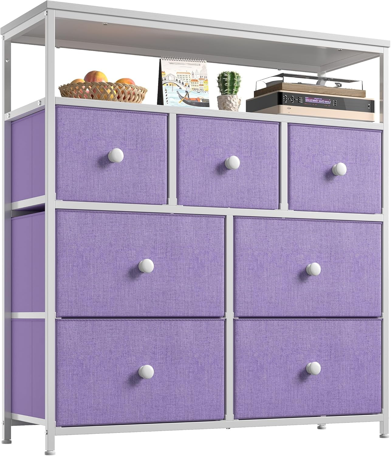 GlimmerGrove Dresser for Bedroom with 7 Drawers, Purple Dressers ...