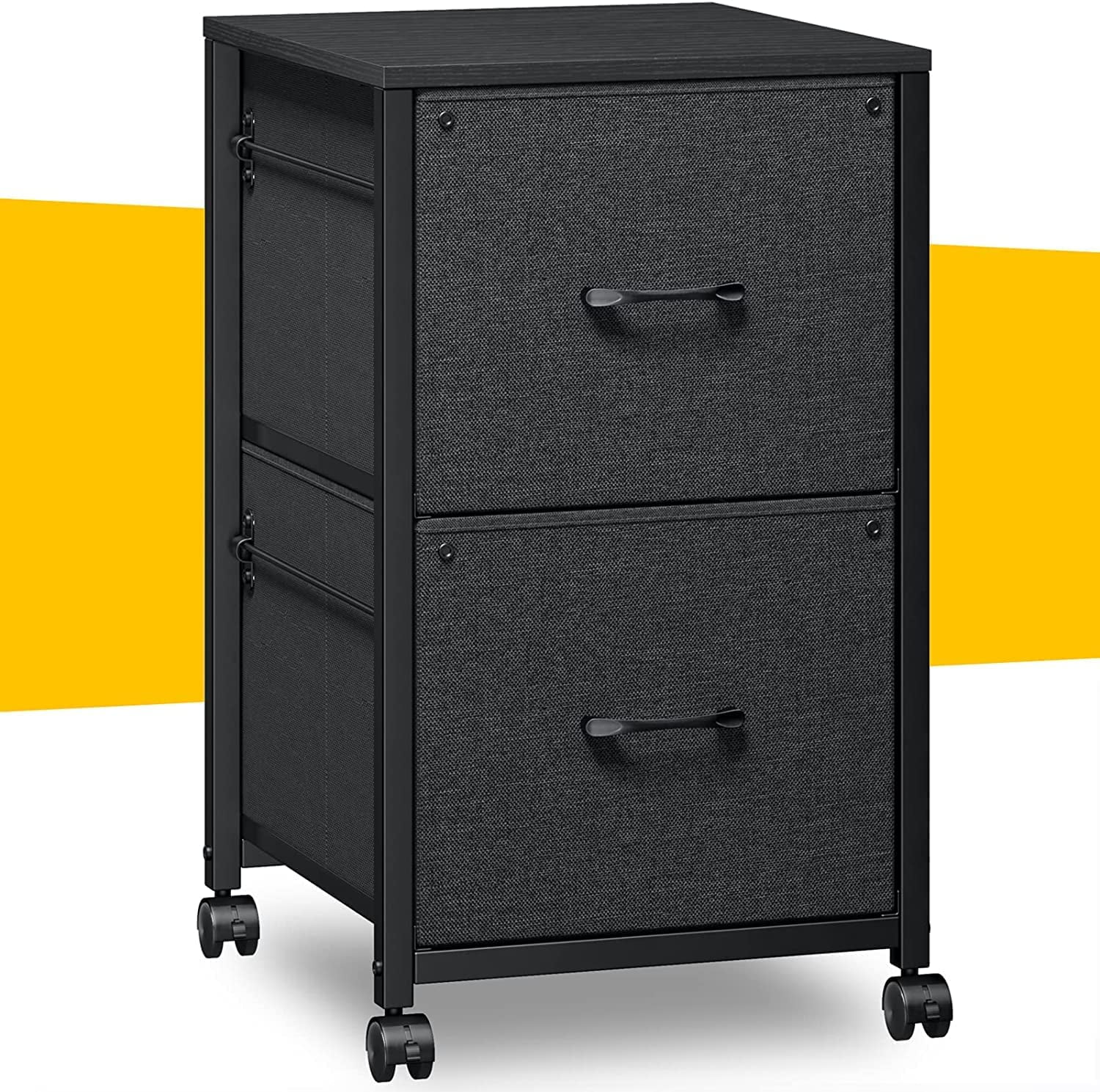 GlimmerGrove Filing Cabinets for Home Office 2 Drawer Fabric File ...