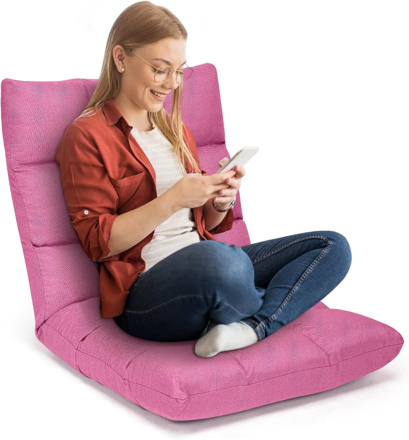 GlimmerGrove Floor Chair, Folding Gaming Chair with Back Support, 14 ...