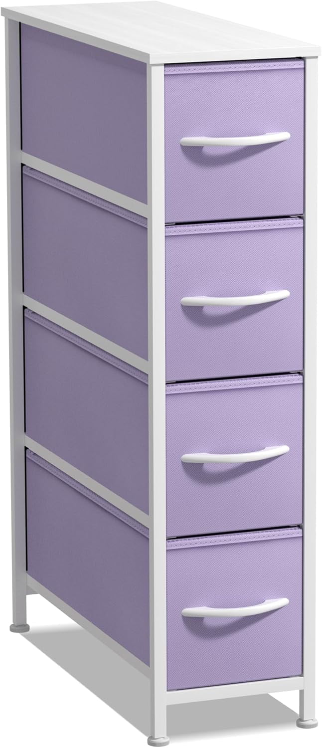 GlimmerGrove Kids Narrow Dresser with 4 Drawers - Vertical Slim Storage ...