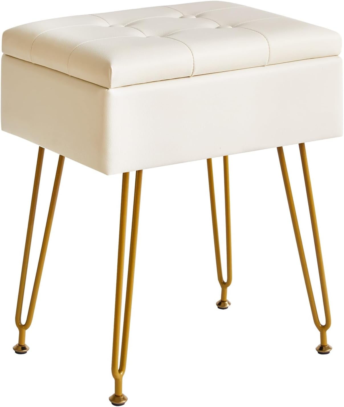 GlimmerGrove Multifunctional Storage Vanity Stool with Flip Tabletop ...