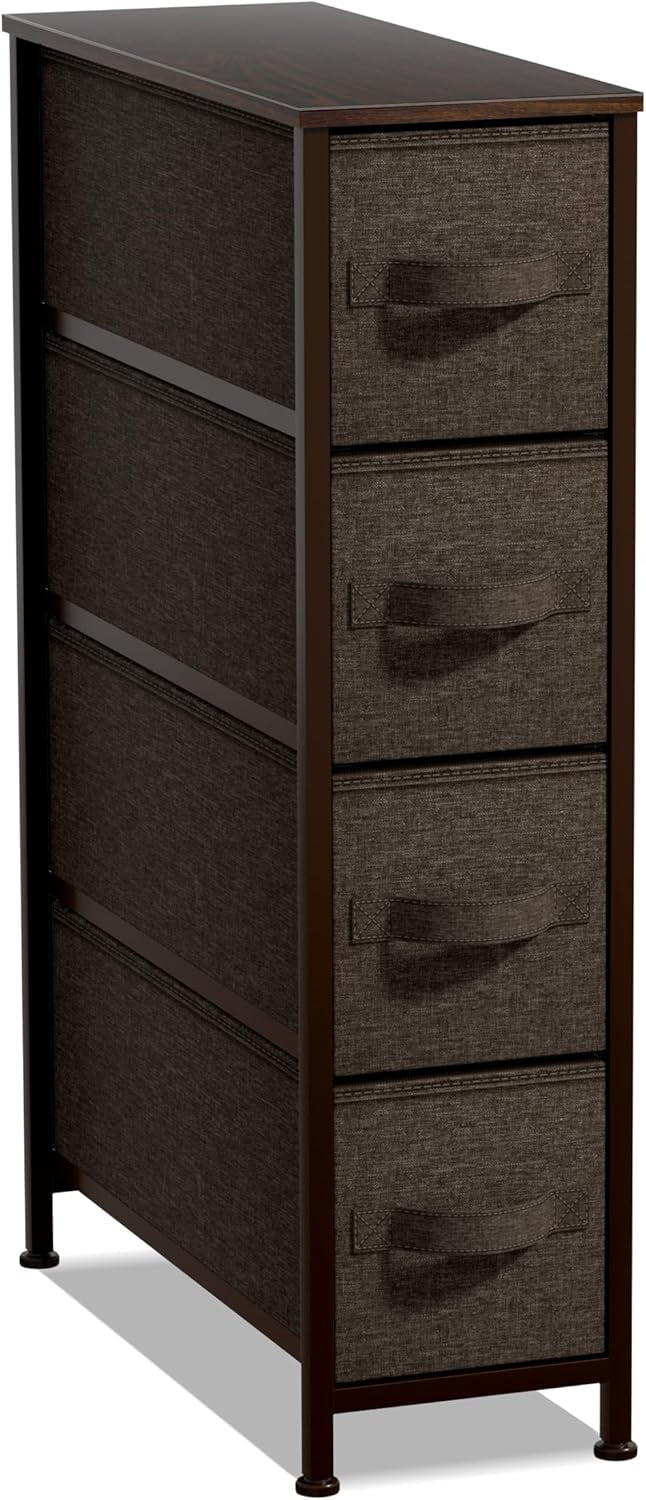 GlimmerGrove Narrow Dresser with 4 Drawers - Vertical Slim Storage ...