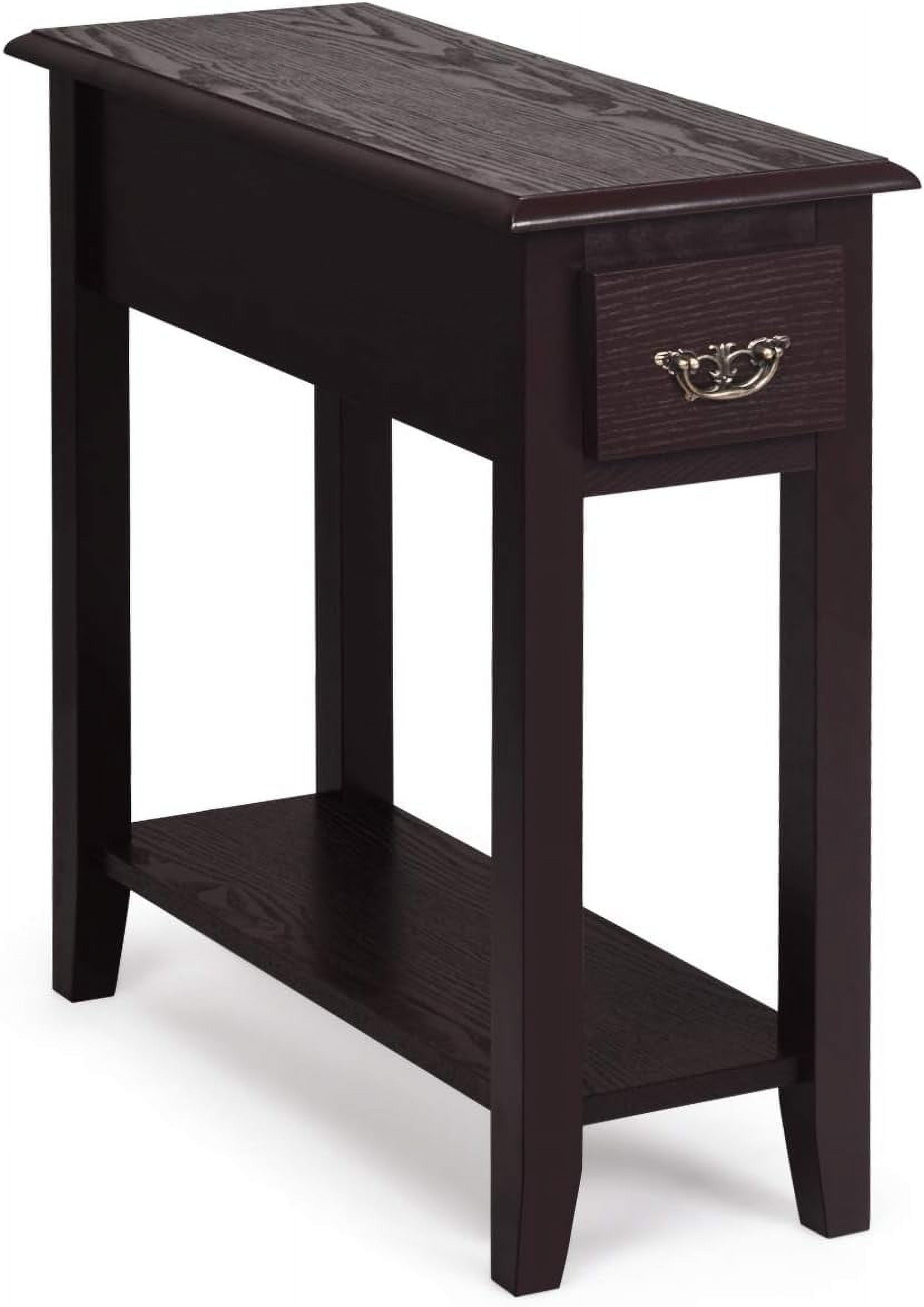 GlimmerGrove Narrow End Table, Slim Side Table with Drawer and Open ...
